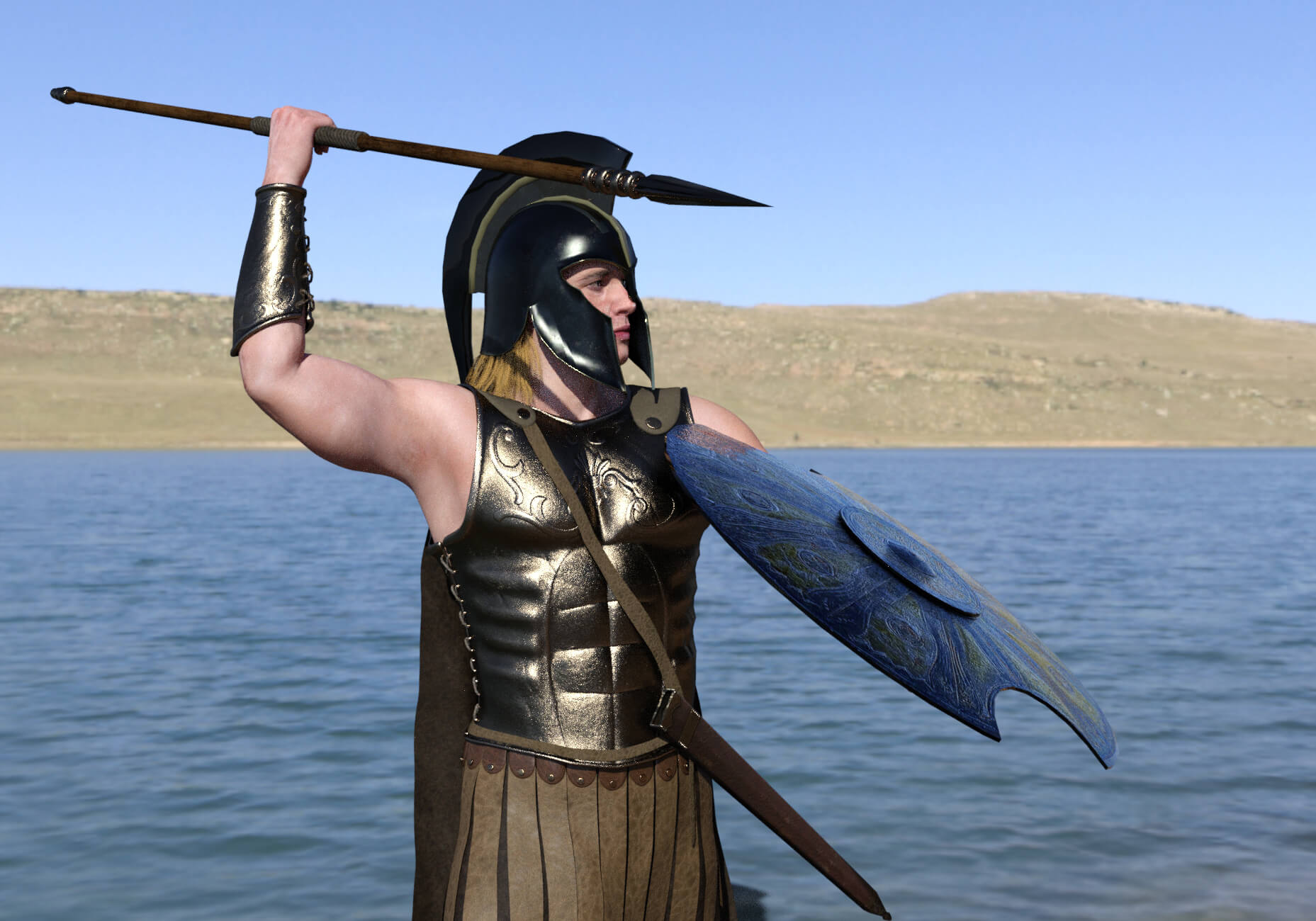 Achilles 3D Render, Digital Art by dazinbane