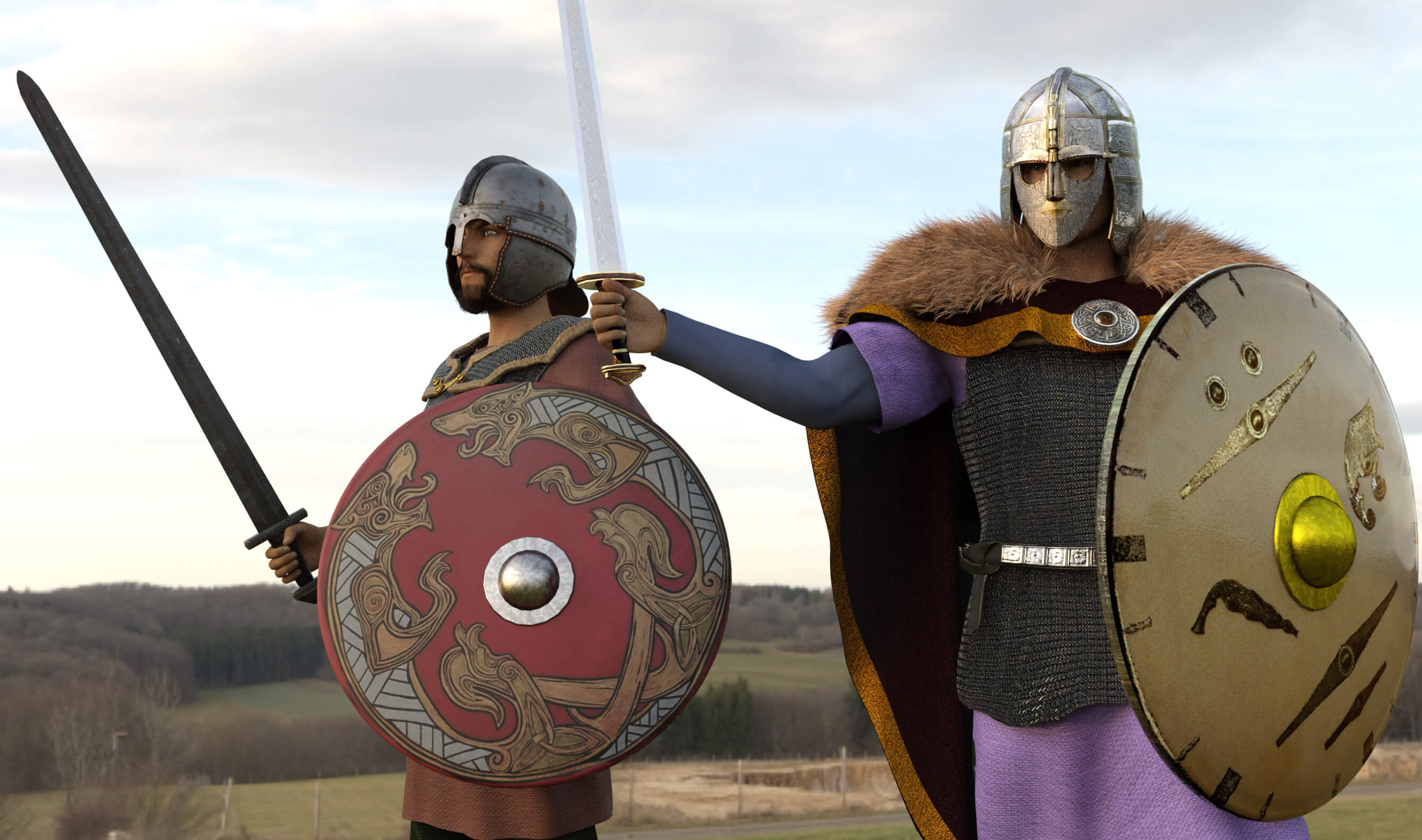 Anglo-Saxon Warriors 3D Render, Digital Art by dazinbane