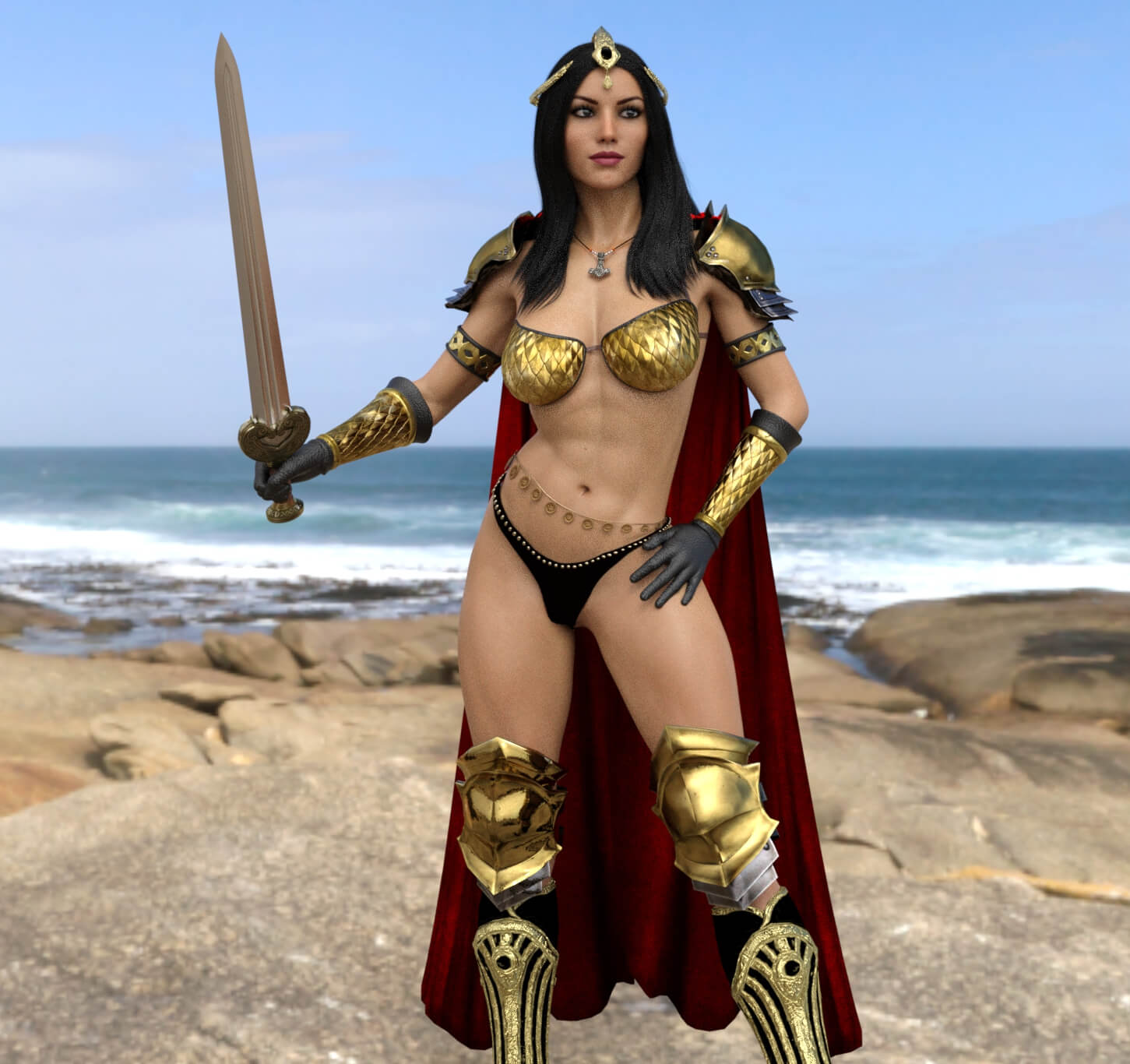 Ariona the golden warrior 3D Render, Digital Art by dazinbane