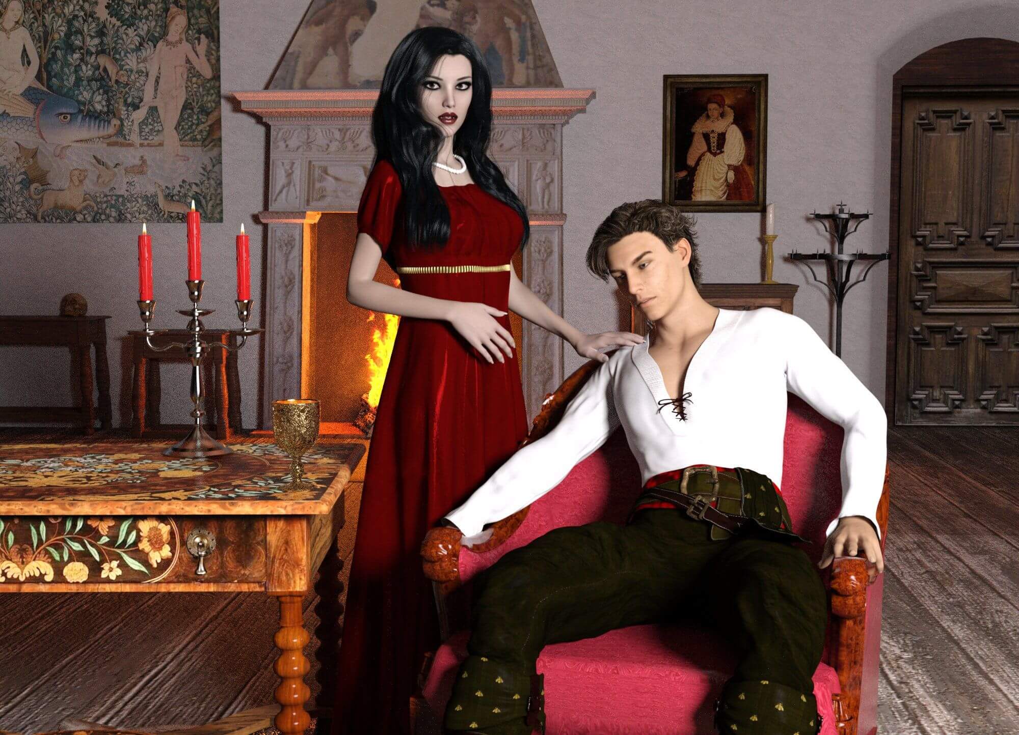 Brunhilda and Walter 3D Render, Digital Art by dazinbane