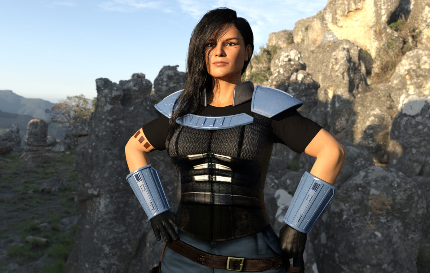 Cara Dune and Mando fight 3D Render, Digital Art by dazinbane