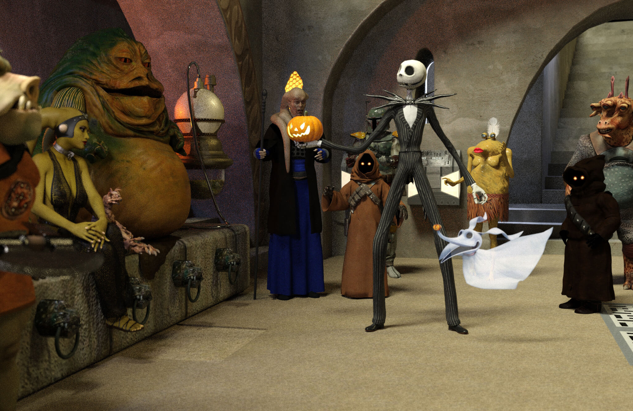 Halloween comes to Tatooine 3D Render, Digital Art by dazinbane