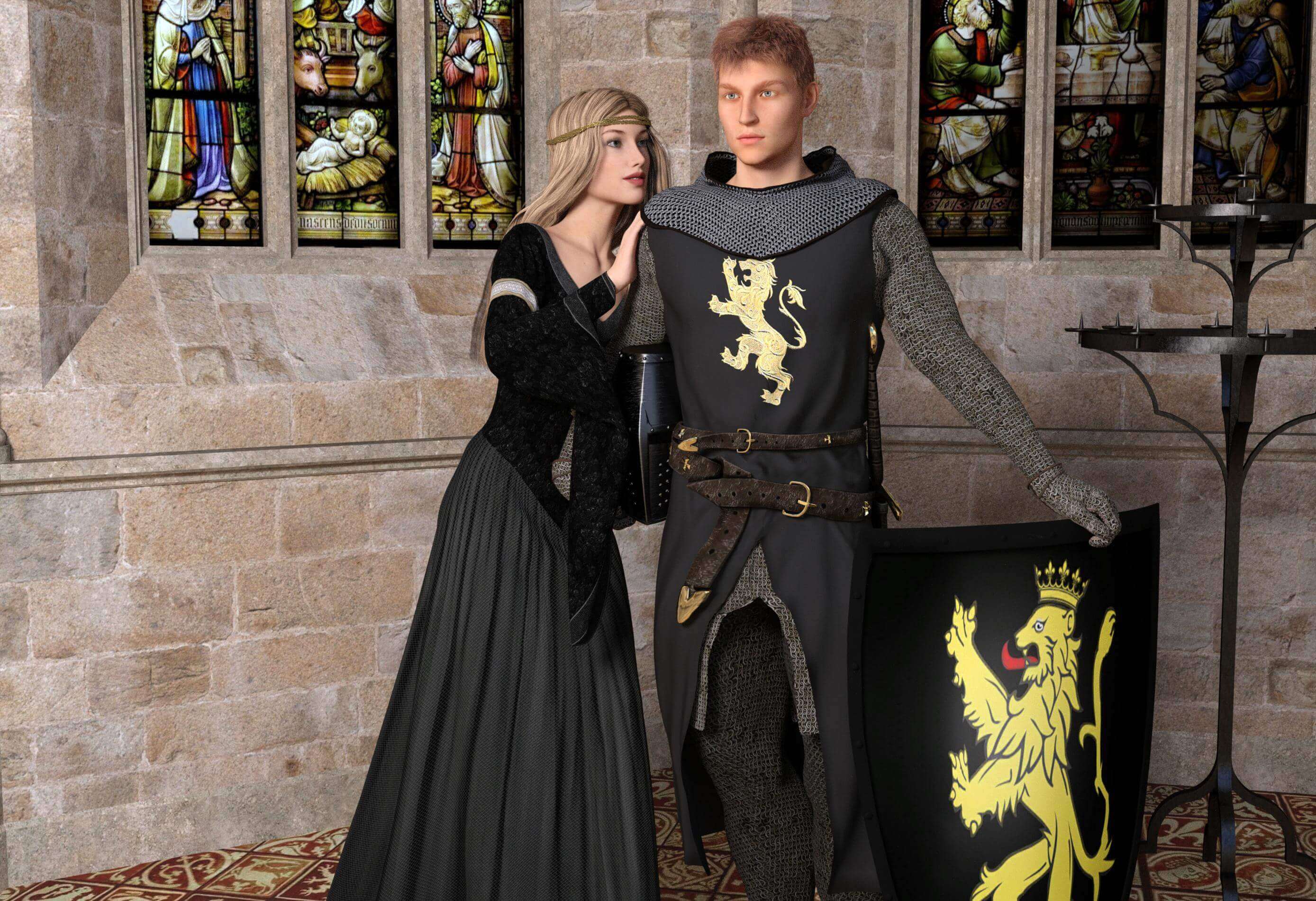 Lady Yeta and Sir Chad 3D Render, Digital Art by dazinbane