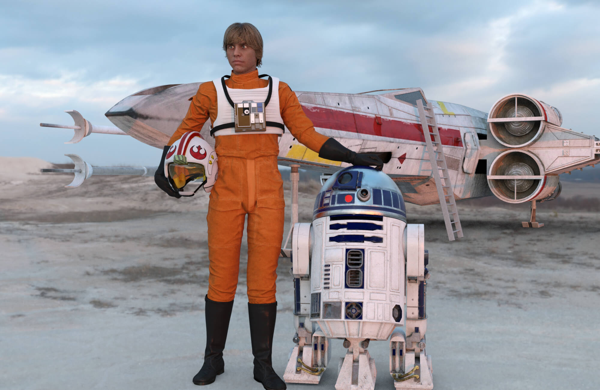 Luke Skywalker 3D Render, Digital Art by dazinbane