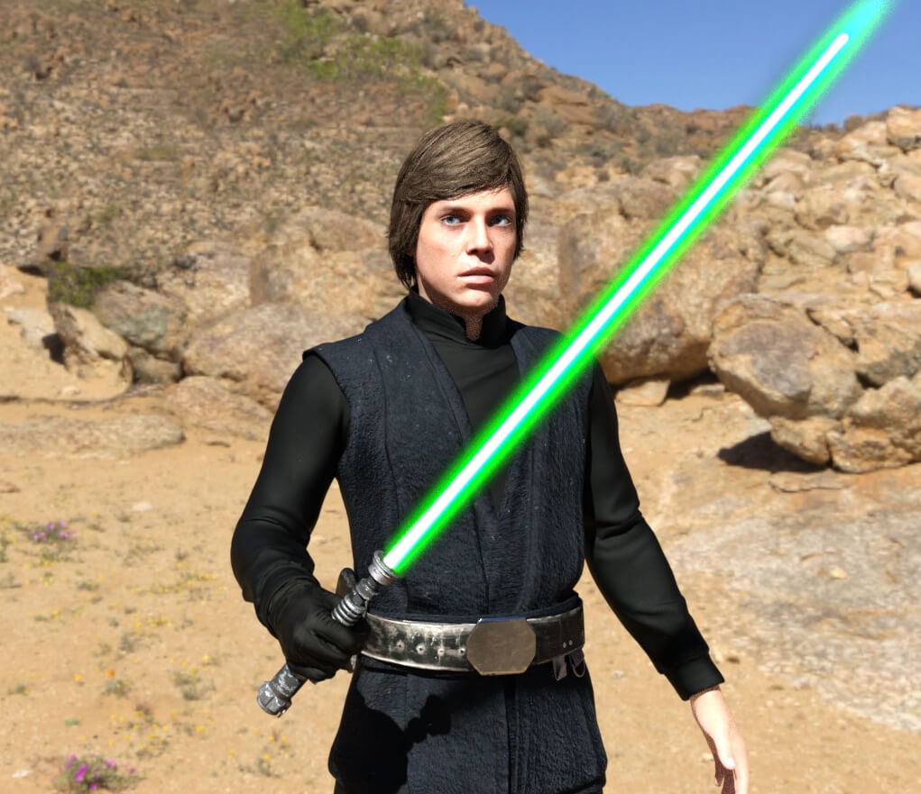 Luke Skywalker 3D Render, Digital Art by dazinbane