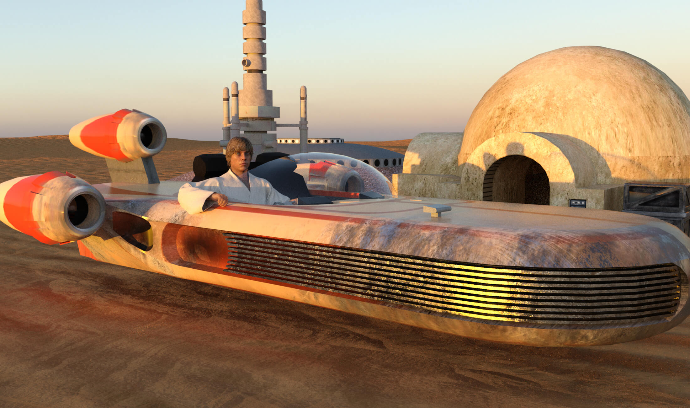 Luke Skywalker 3D Render, Digital Art by dazinbane