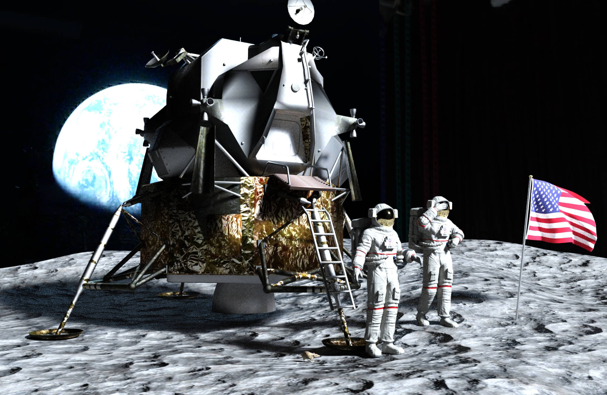 Lunar Module 3D Render, Digital Art by dazinbane