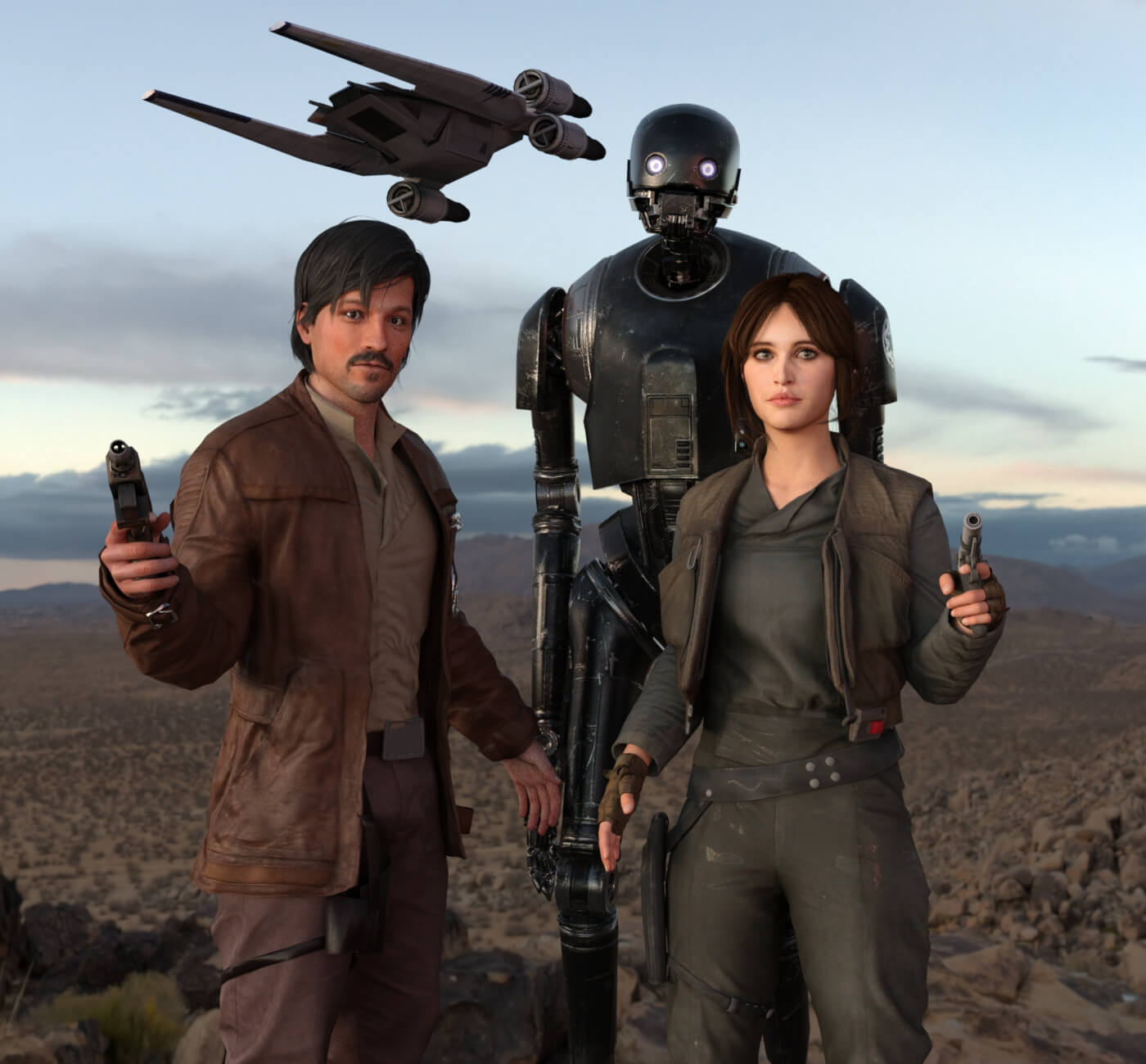 Rogue One Trio 3D Render, Digital Art by dazinbane