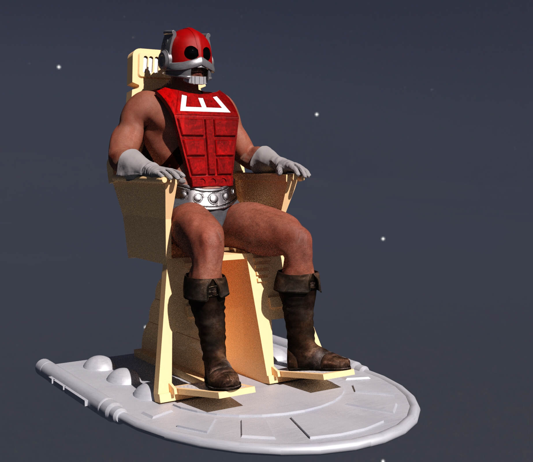 Zodac on his cosmic chair 3D Render, Digital Art by dazinbane