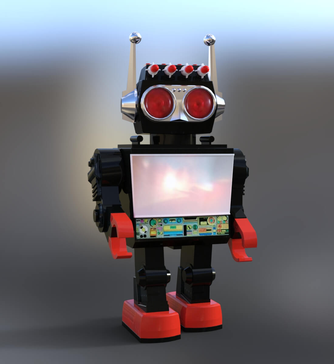 Saturn Robot Retro Toy Model by dazinbane