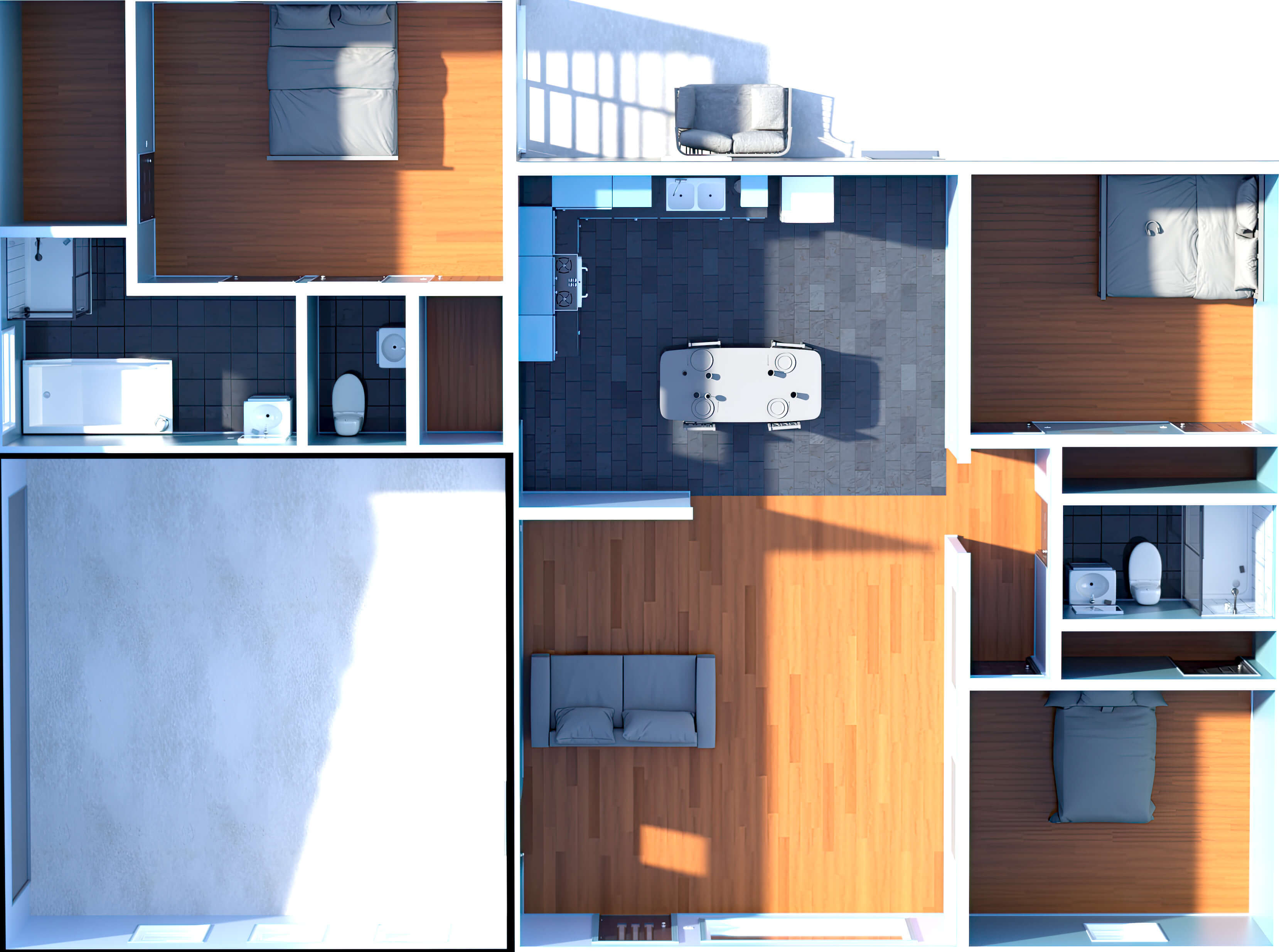 DD Three Bedroom House For Daz Studio by deathd