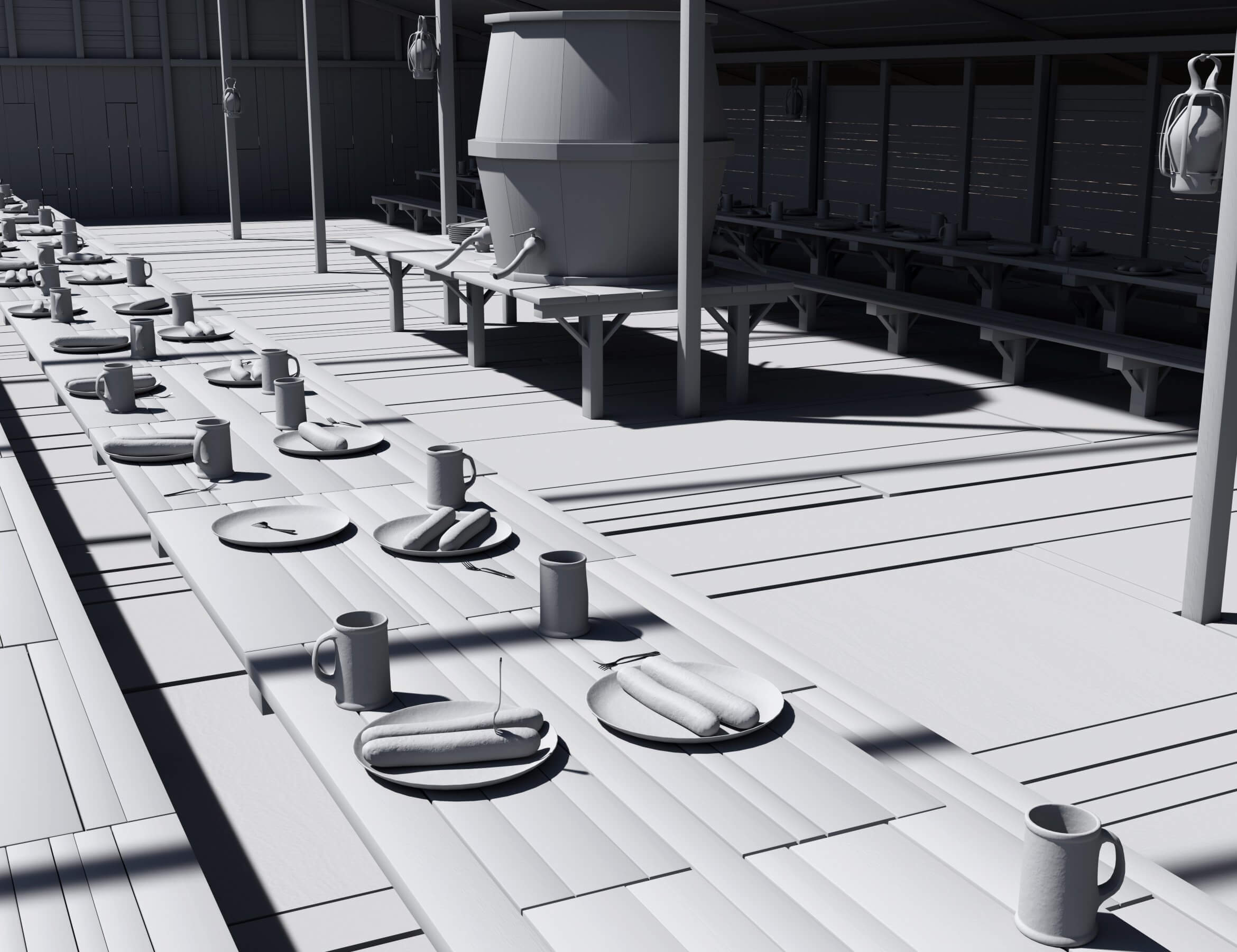 RacaleB Mess Hall and Firepit for DAZ Studio by deathd