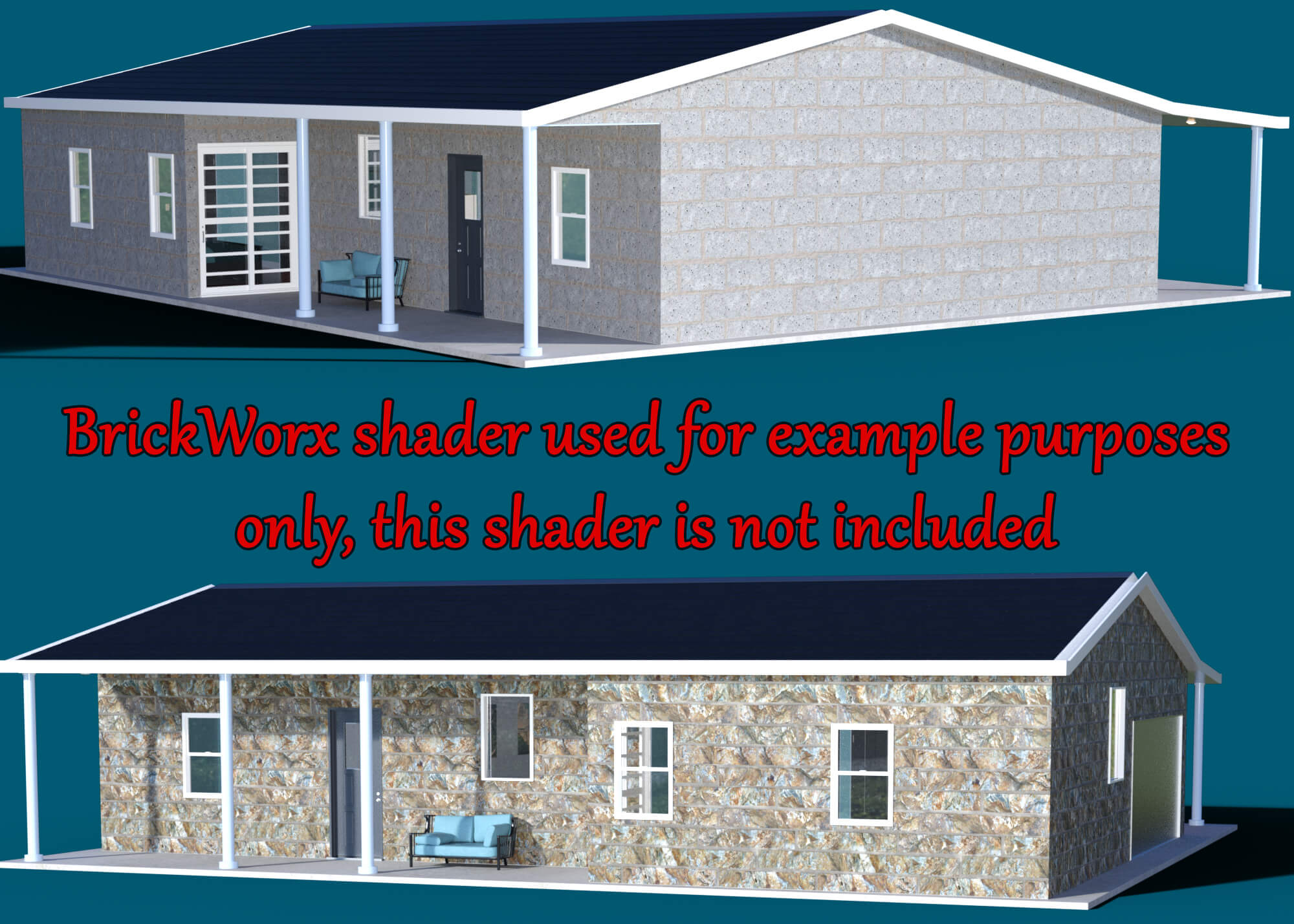 Three Bedroom House Blank Facade Addon - Free Daz Content by deathd