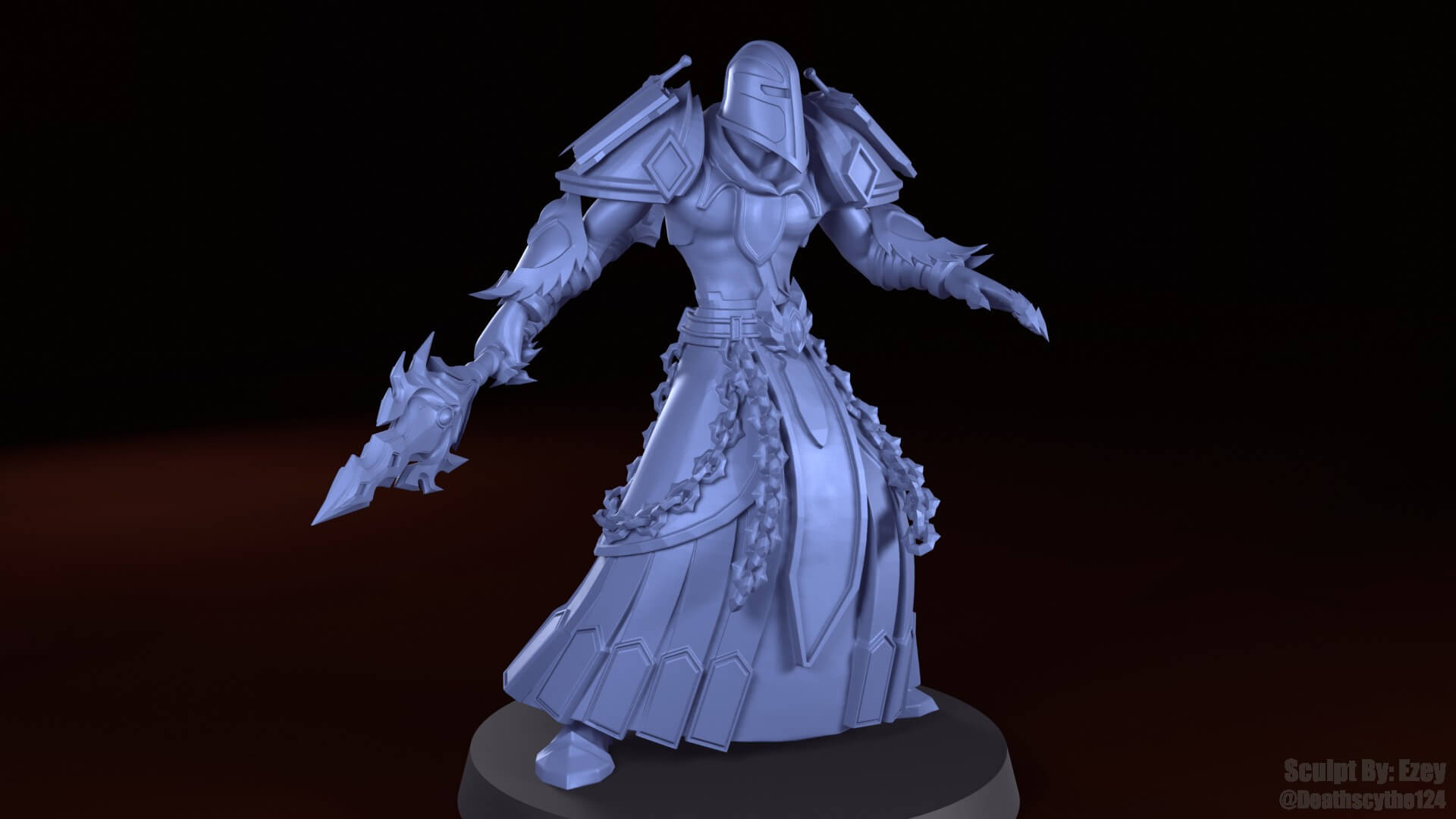 Elf Paladin With Spear - 3D Model by deathscythe124