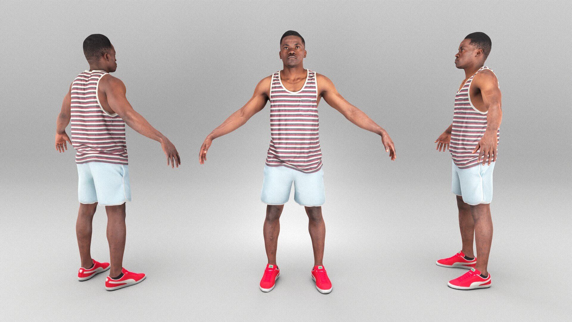 African Man In Casual Ready For Animation 367 - 3D Model by deep3dstudio