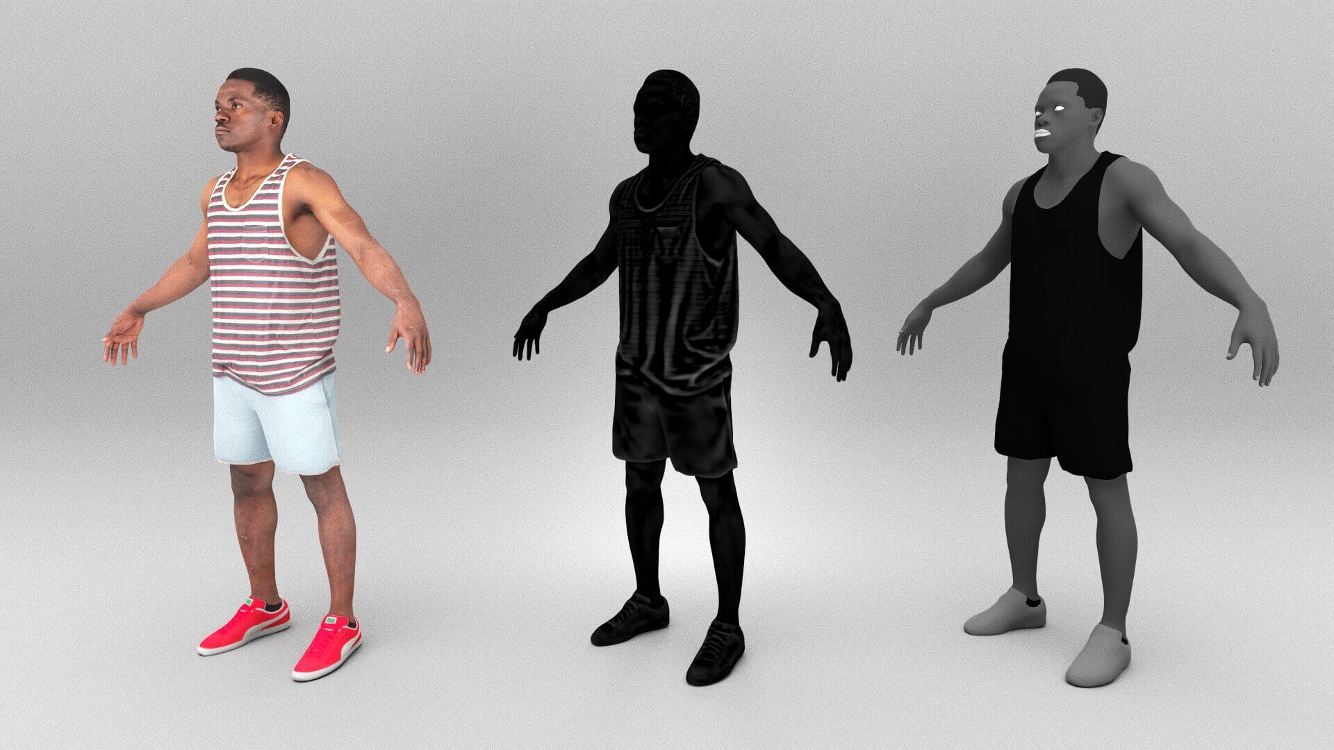 African Man In Casual Ready For Animation 367 - 3D Model by deep3dstudio