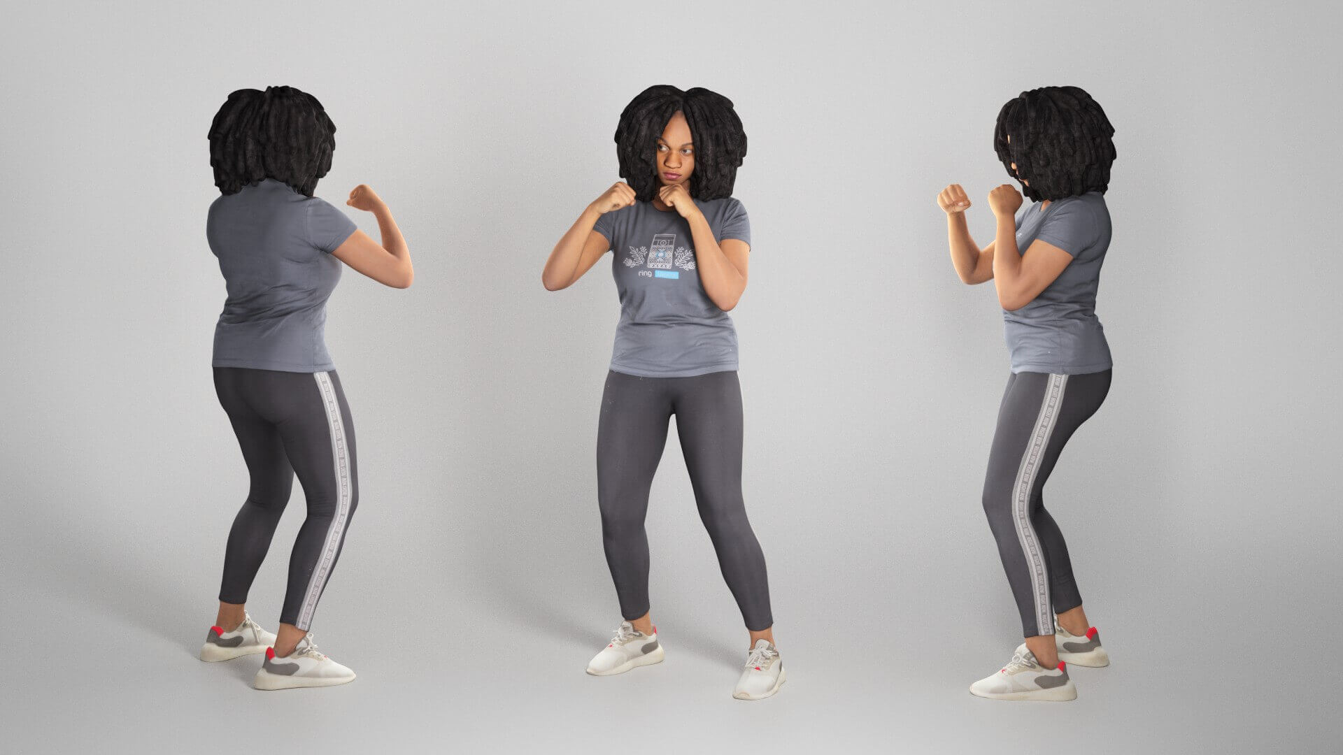African Young Woman In Boxing Pose 292 - 3D Model by deep3dstudio