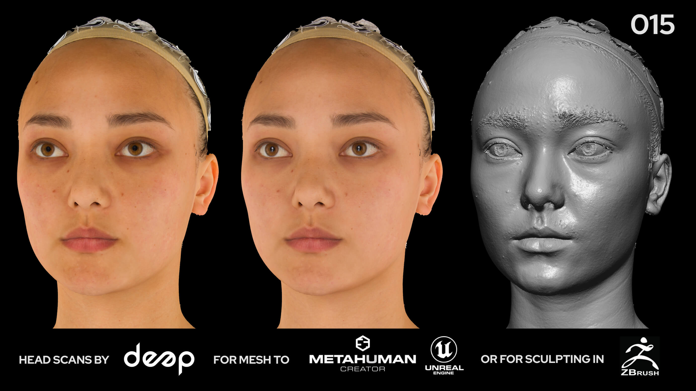 Asian Female 20S Head Scan 015 - 3D Model by deep3dstudio