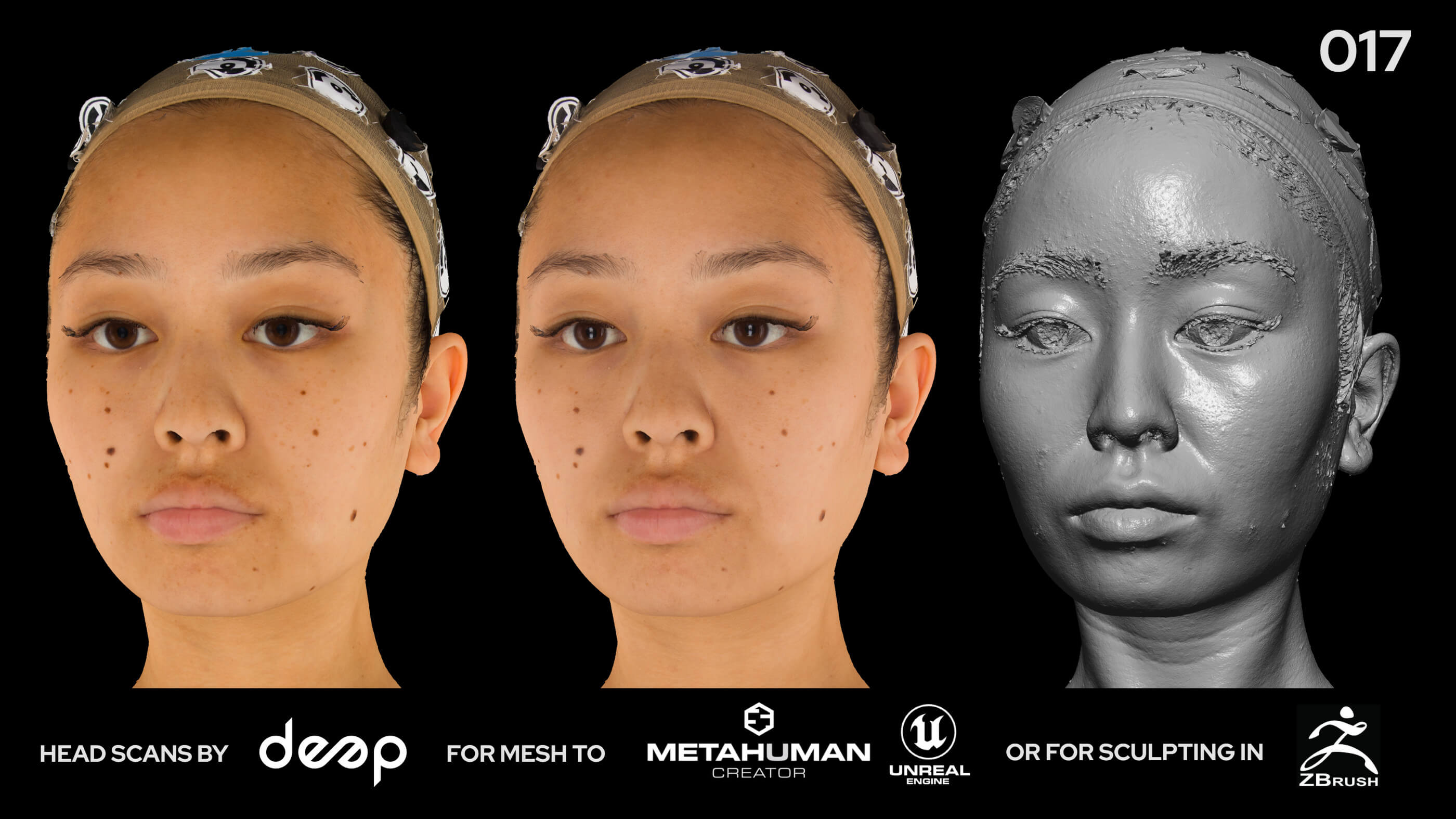 Asian Female 30S Head Scan 017 - 3D Model by deep3dstudio