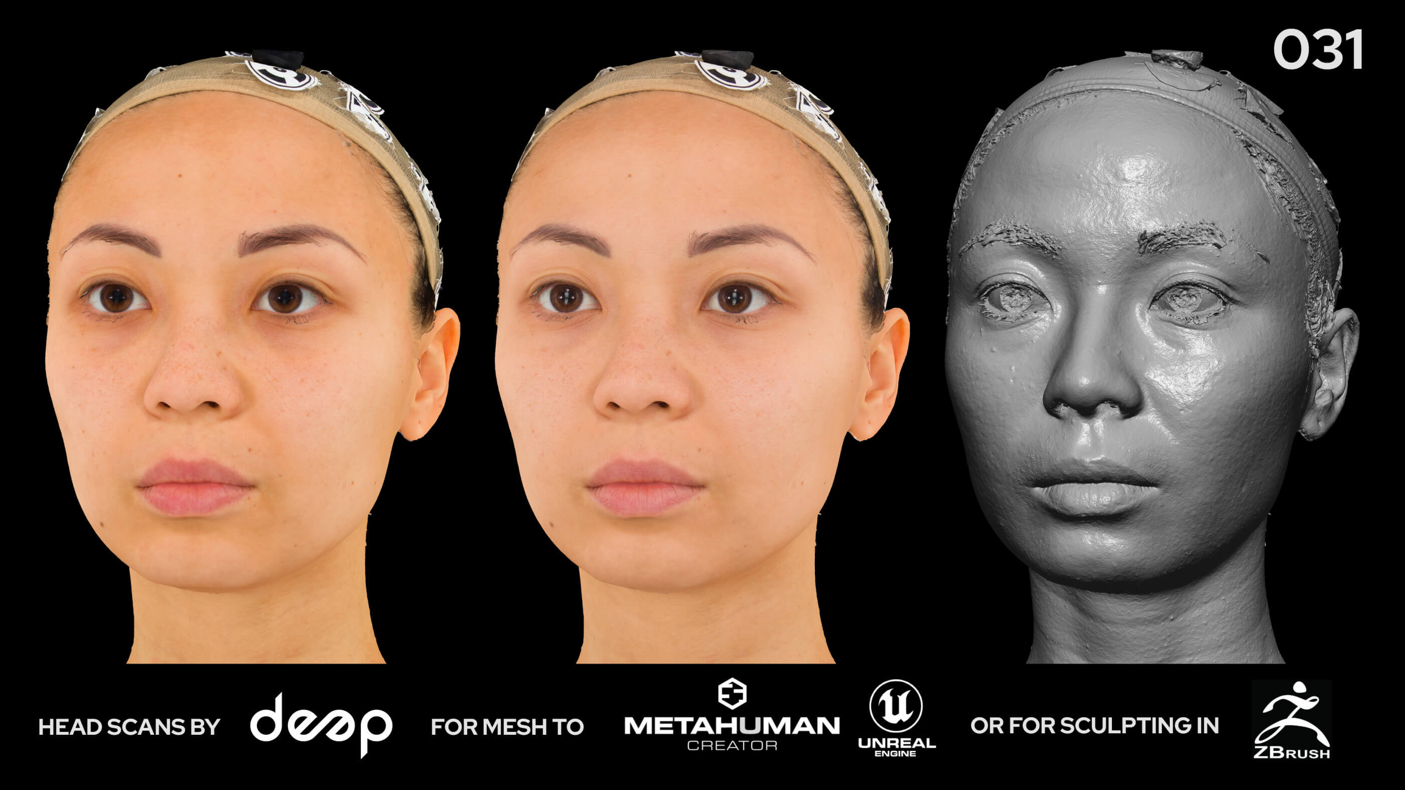 Asian Female 30S Head Scan 031 - 3D Model by deep3dstudio