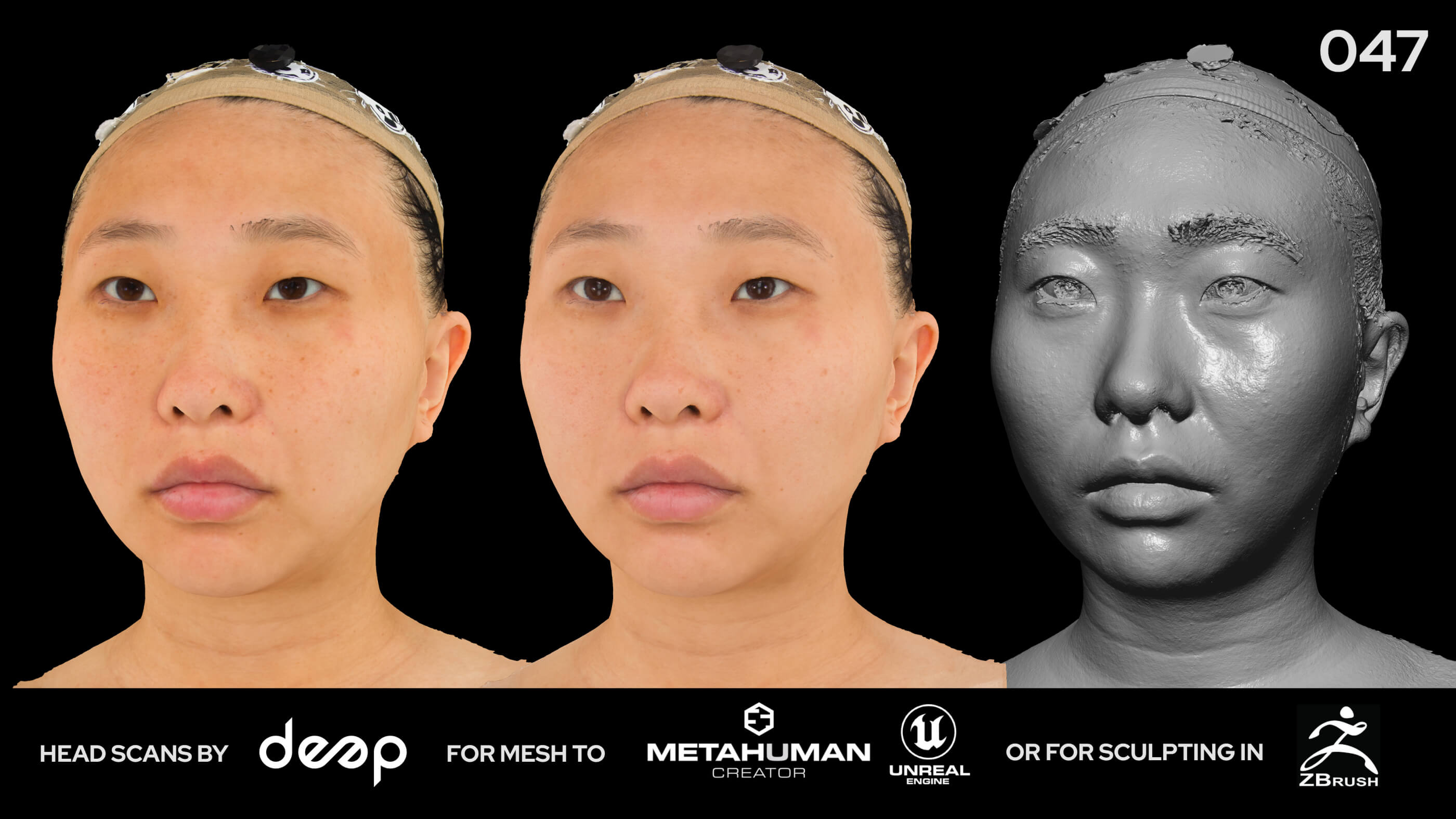 Asian Female 30S Head Scan 047 - 3D Model by deep3dstudio