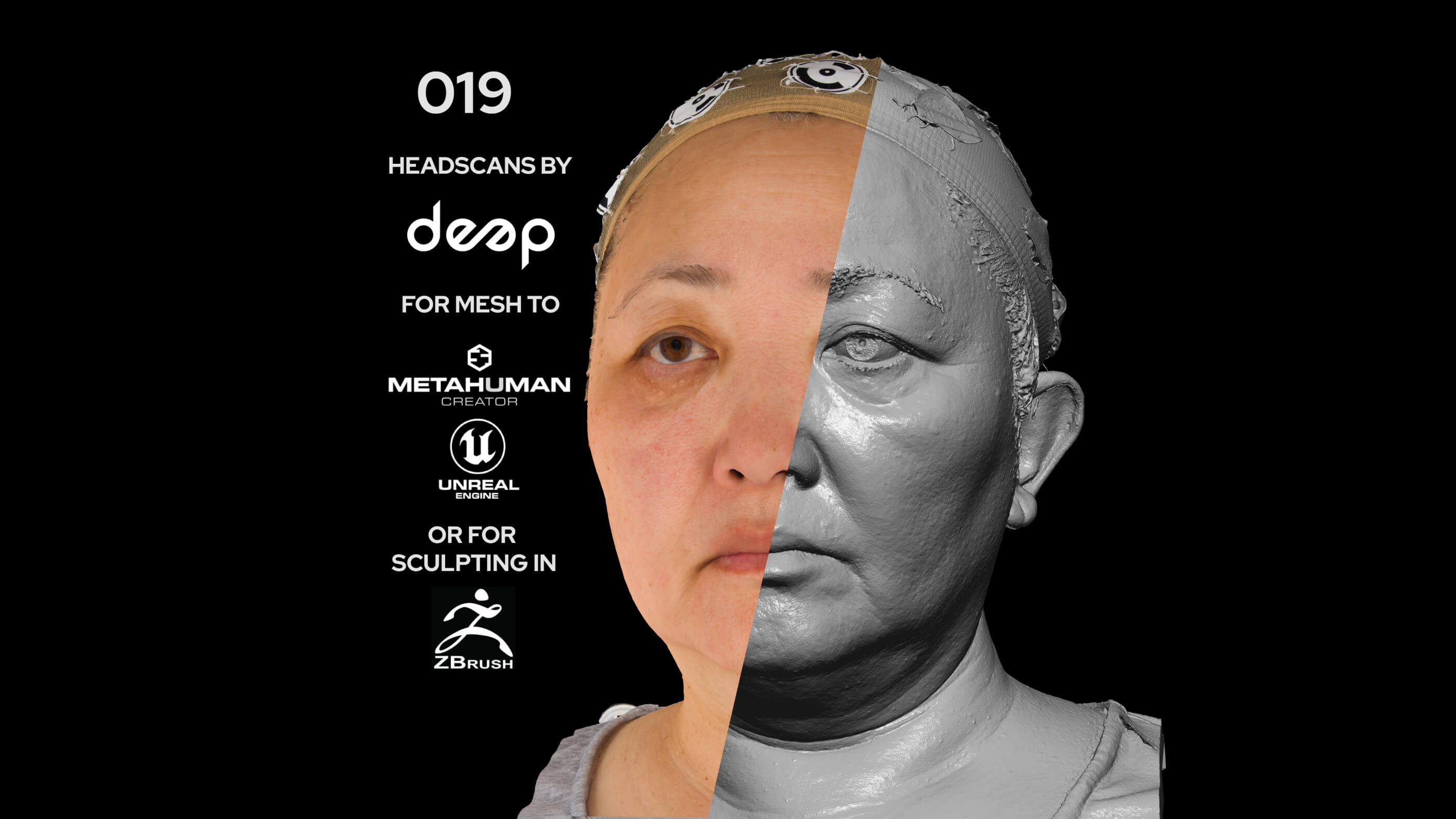 Asian Female 50S Head Scan 019 - 3D Model by deep3dstudio