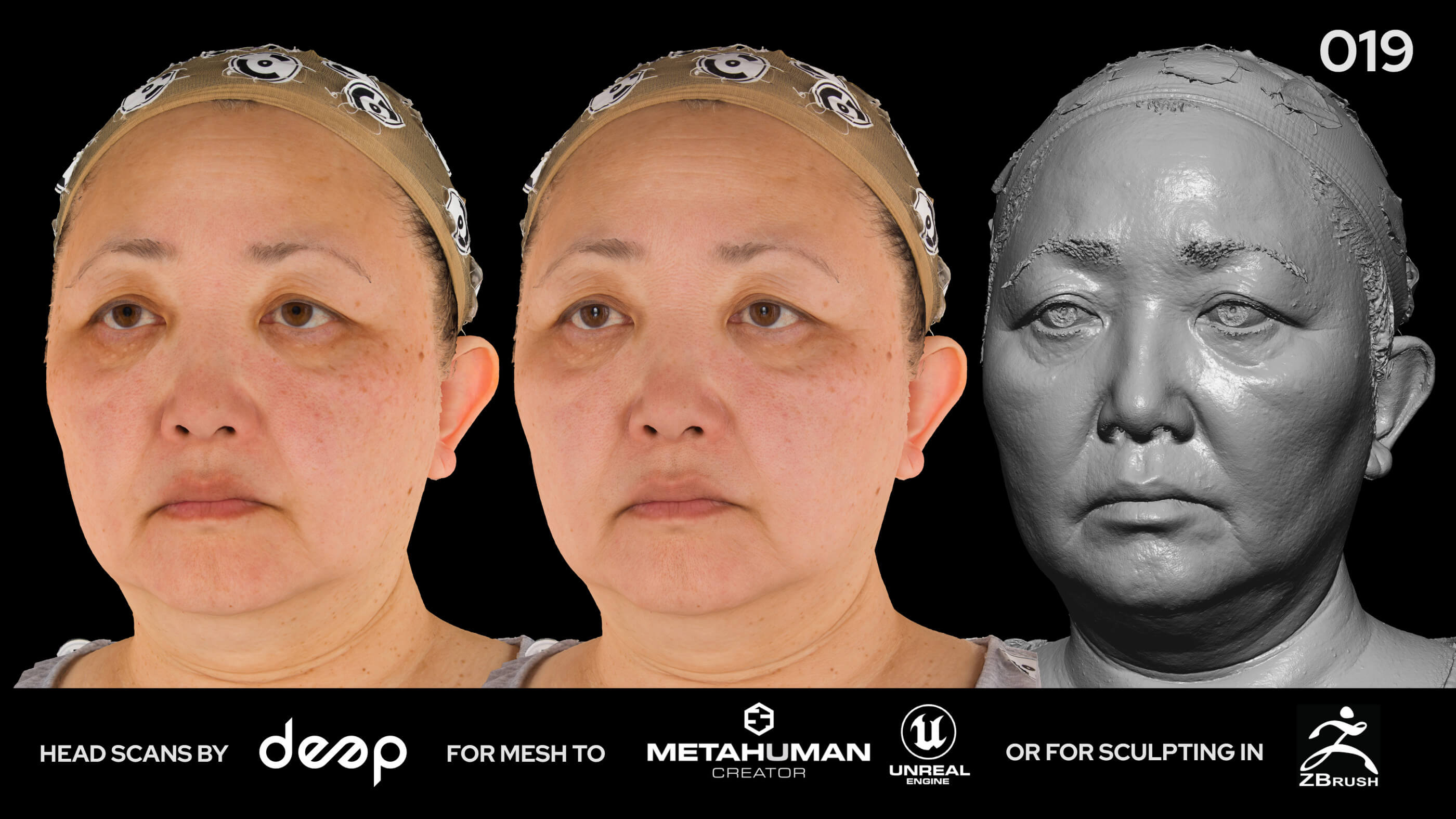 Asian Female 50S Head Scan 019 - 3D Model by deep3dstudio