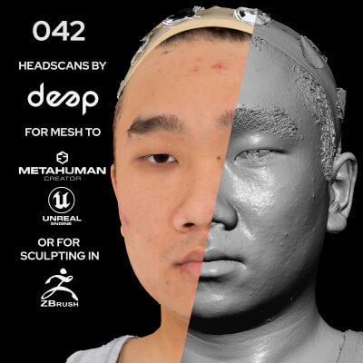 Asian Male 20S Head Scan 042 - 3D Model by deep3dstudio