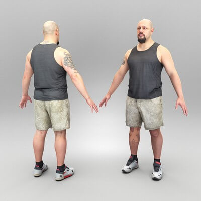 Athletic Bald Man in A-Pose 381 3D Model by deep3dstudio