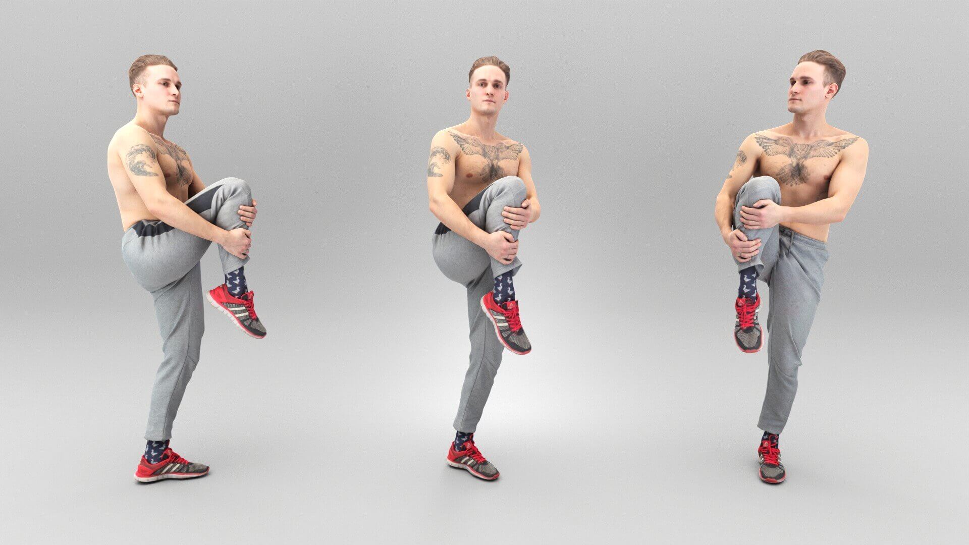 Athletic Man Stretching Leg 366 - 3D Model by deep3dstudio