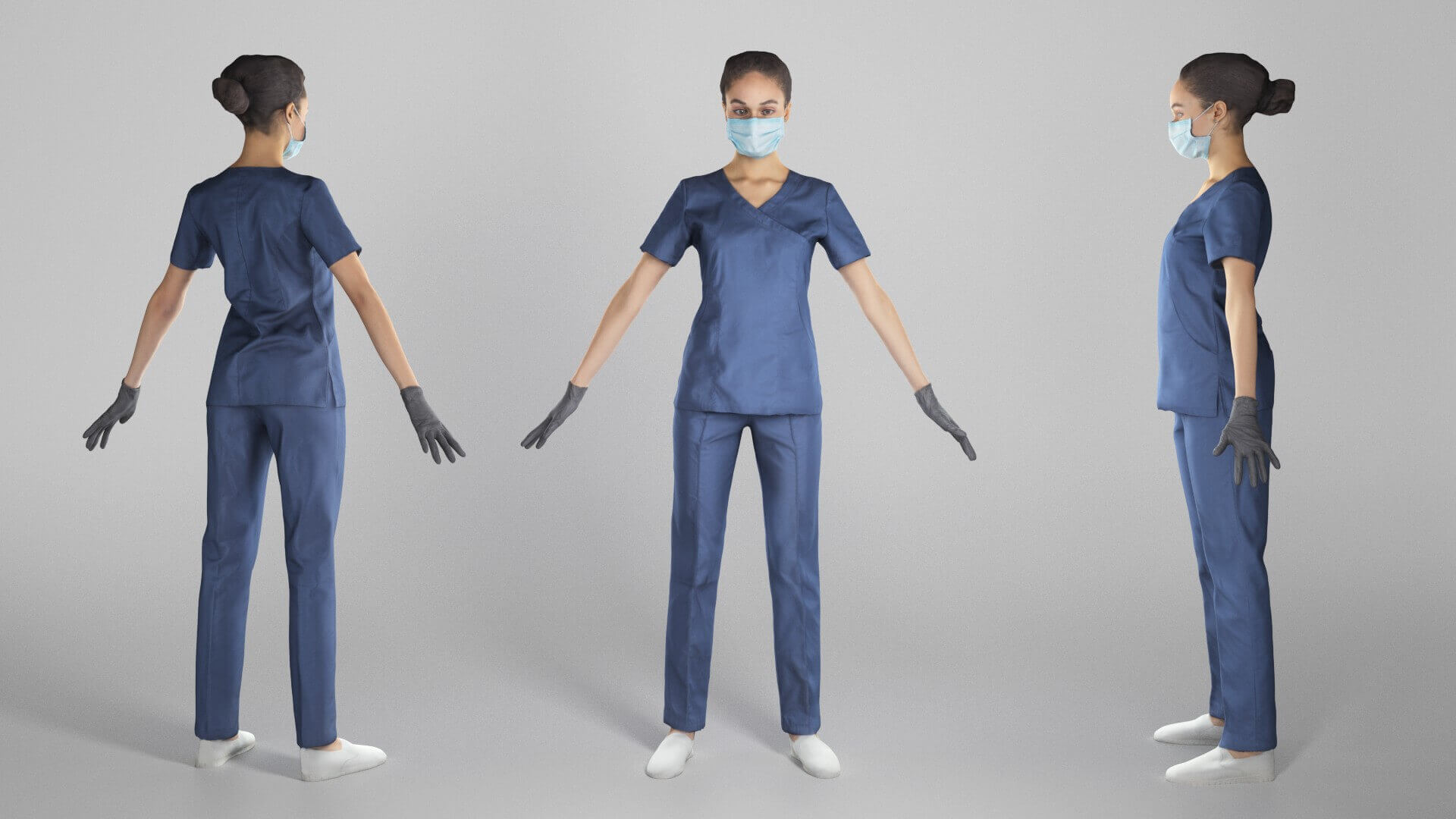Attractive Nurse In A-Pose 321 3D Model by deep3dstudio