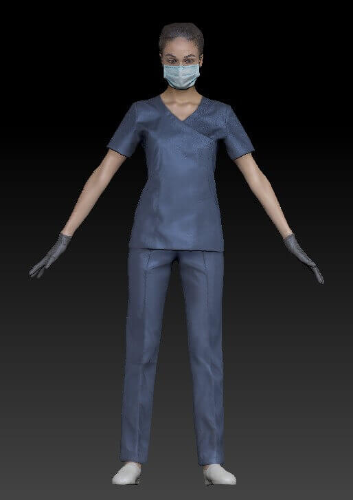Attractive Nurse In A-Pose 321 3D Model by deep3dstudio