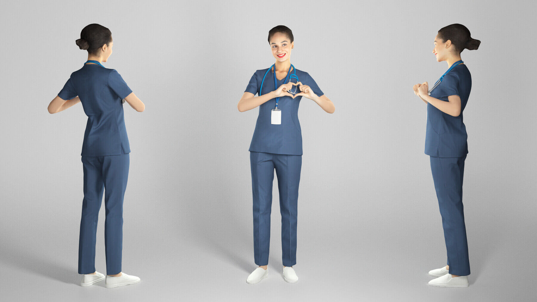 Beautiful Female Doctor Smiling 308 - 3D Model by deep3dstudio