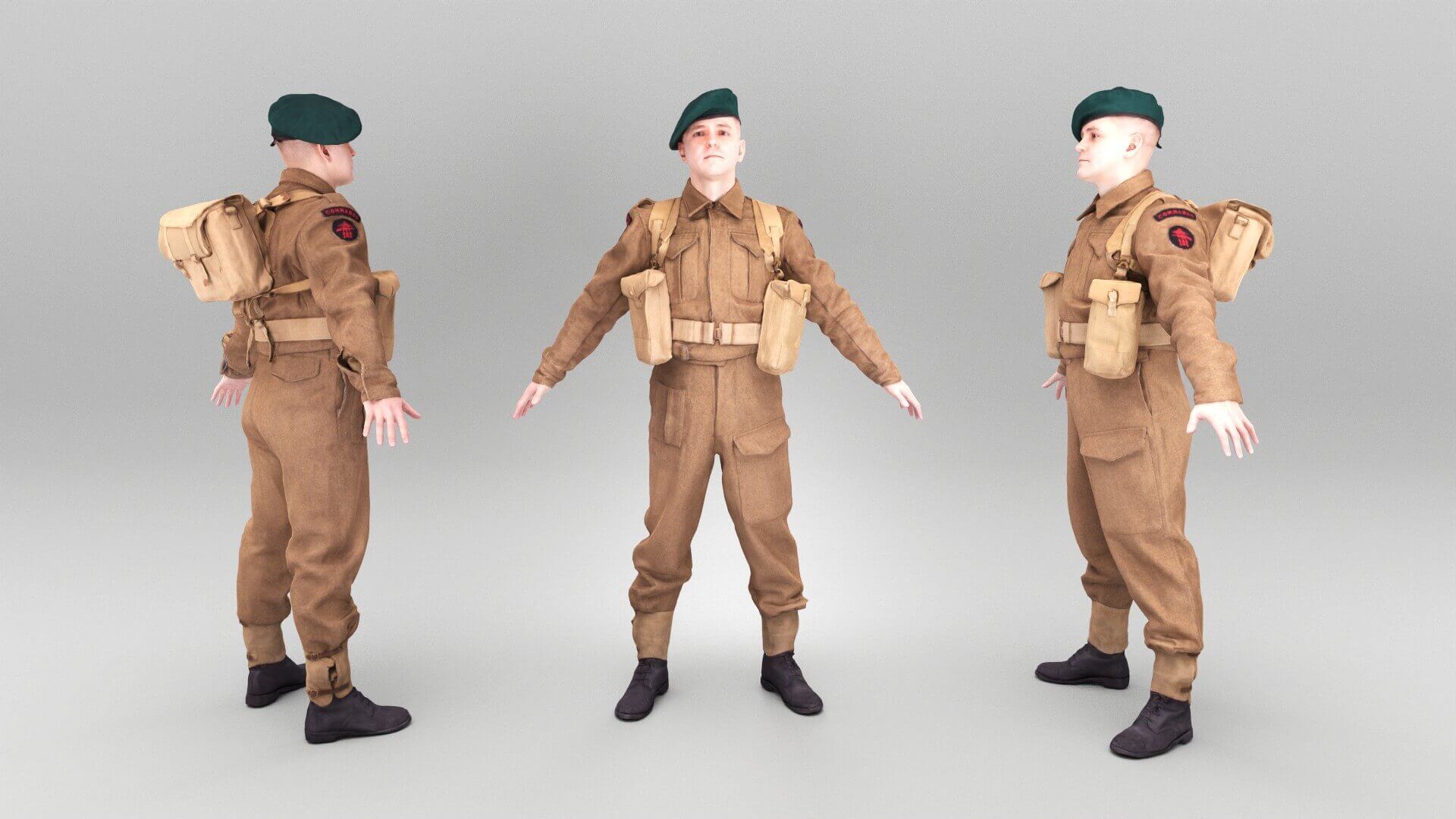 British Army Soldier in A-Pose 369 3D Model by deep3dstudio