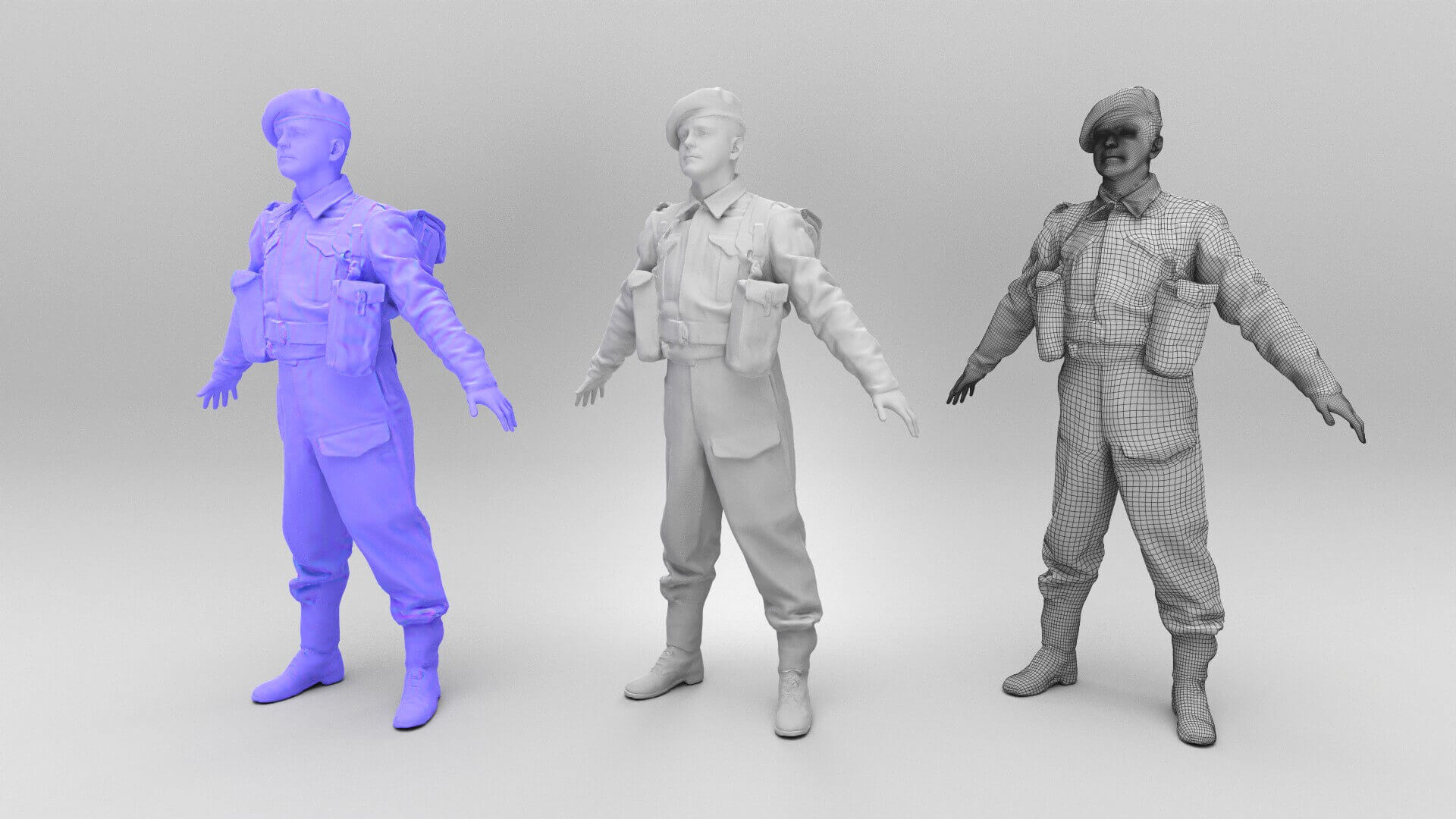 British Army Soldier in A-Pose 369 3D Model by deep3dstudio