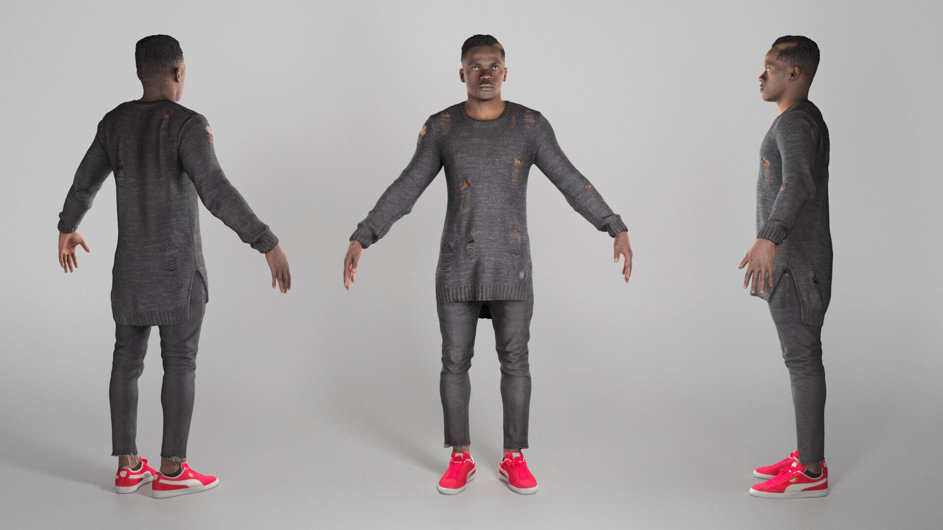 Casual African-American Man Ready For Animation 300 3D Model by ...