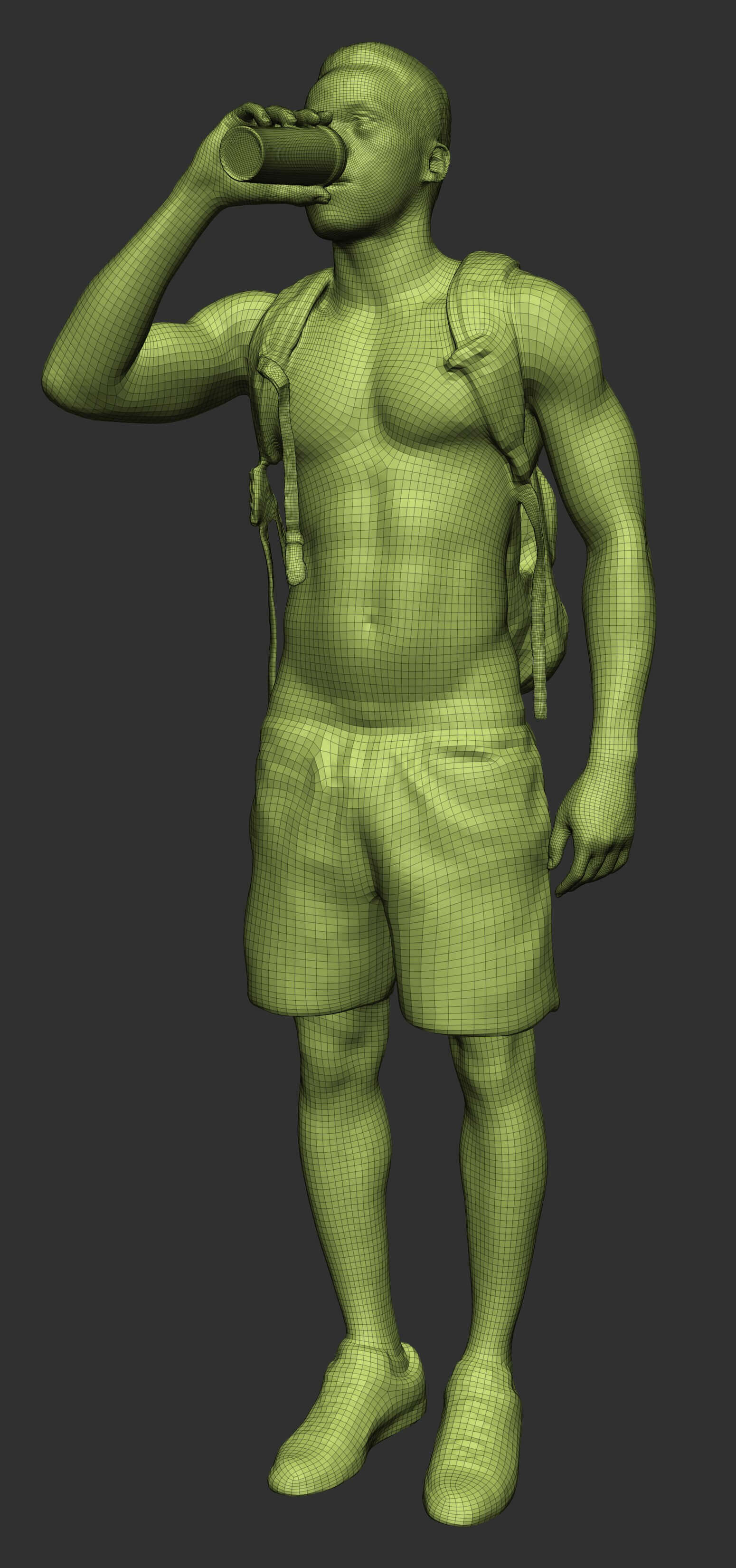 Dude with Backpack Drinking Water 373 - 3D Model by deep3dstudio