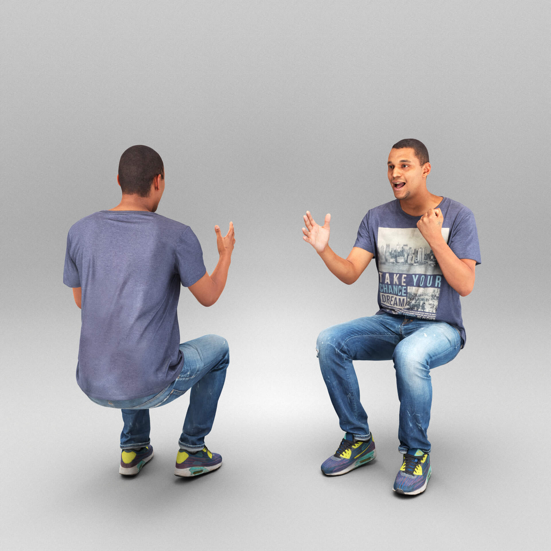 Emotional Young Man Sitting 410 - 3D Model by deep3dstudio