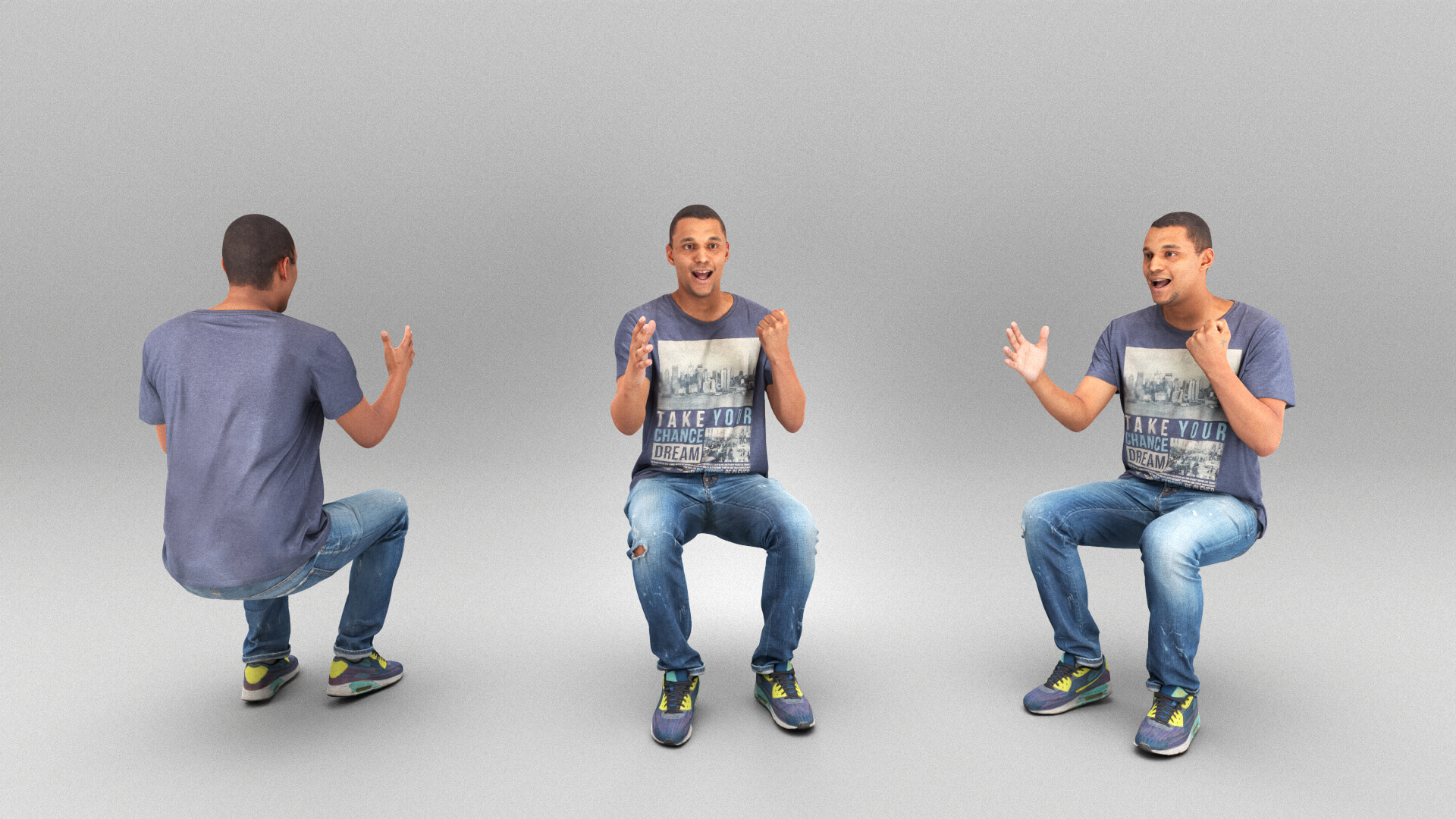 Emotional Young Man Sitting 410 - 3D Model by deep3dstudio