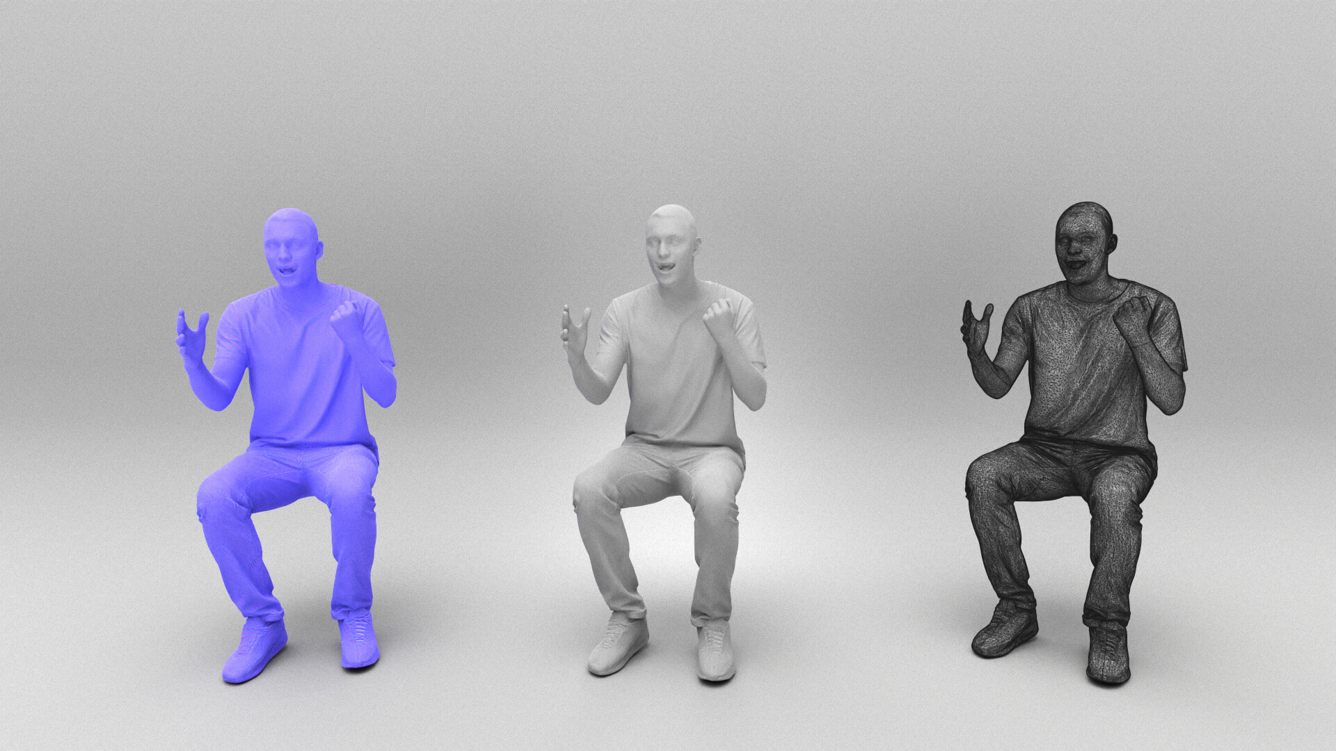 Emotional Young Man Sitting 410 - 3D Model by deep3dstudio