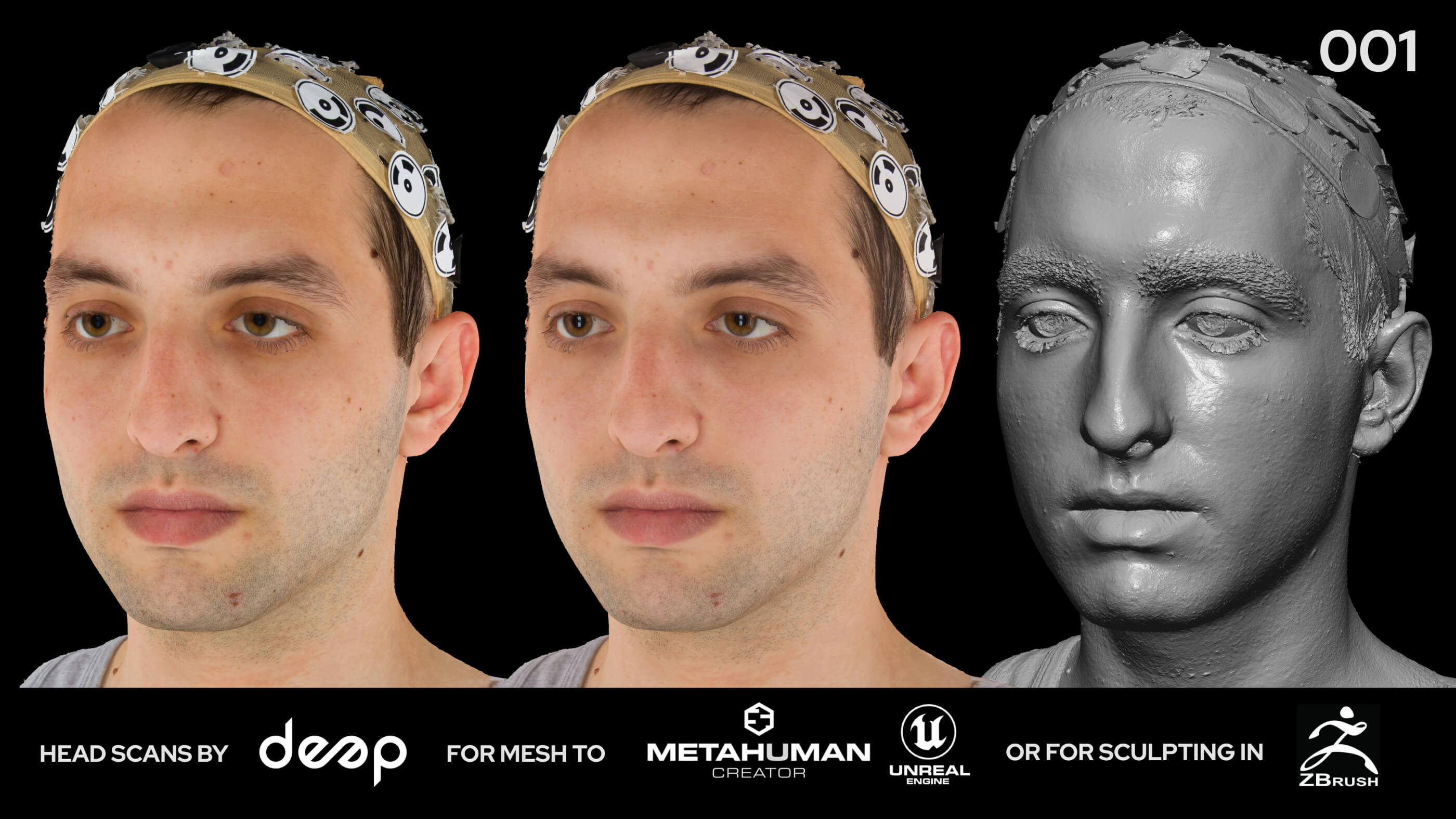 European Male 20S Head Scan 001 - 3D Model by deep3dstudio