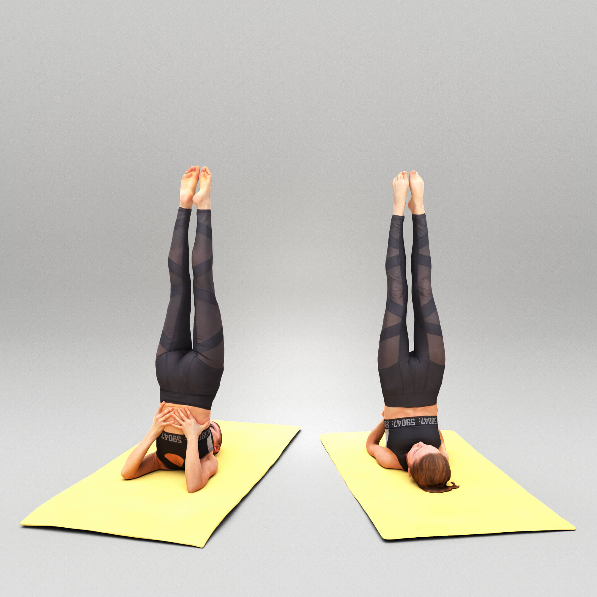 Female Standing on Her Head and Doing Yoga 420 - 3D Model by deep3dstudio