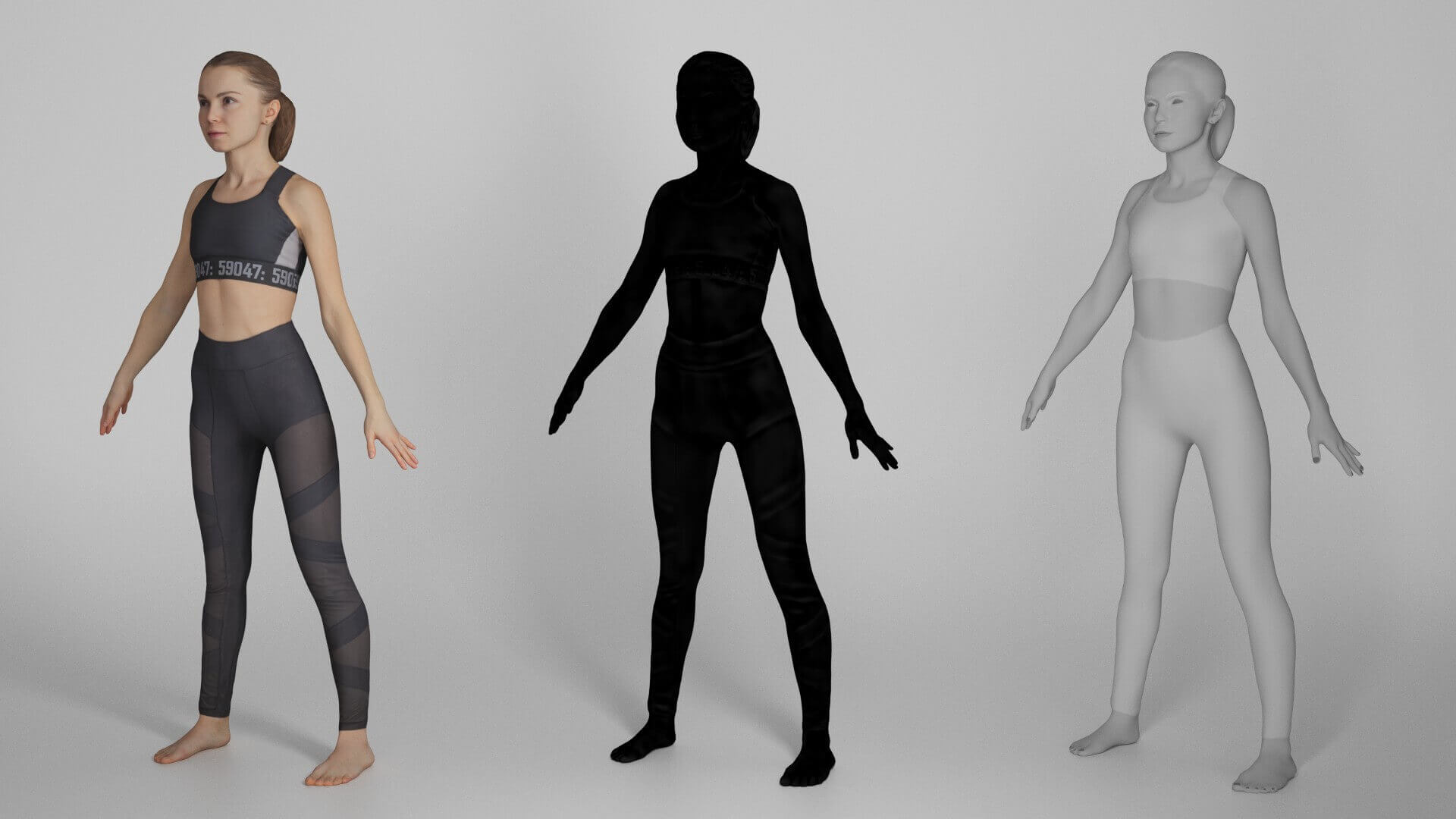 Fitness Woman Ready For Animation 322 - 3D Model by deep3dstudio