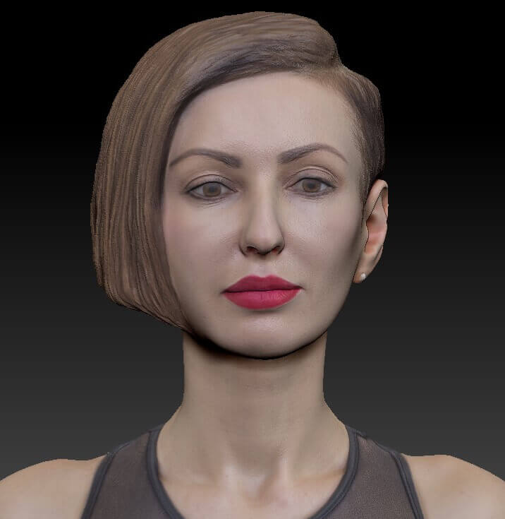 Fitness Woman With Red Lips In A-Pose 286 3D Model by deep3dstudio