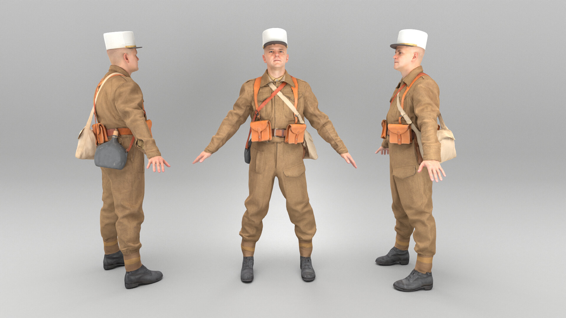 French Infantry Soldier in A-Pose 403 3D Model by deep3dstudio