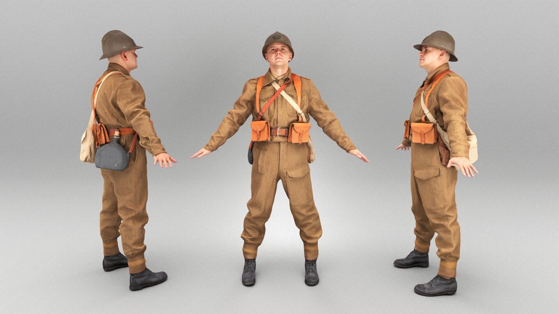 French Infantryman Ready For Animation 360 - 3D Model by deep3dstudio