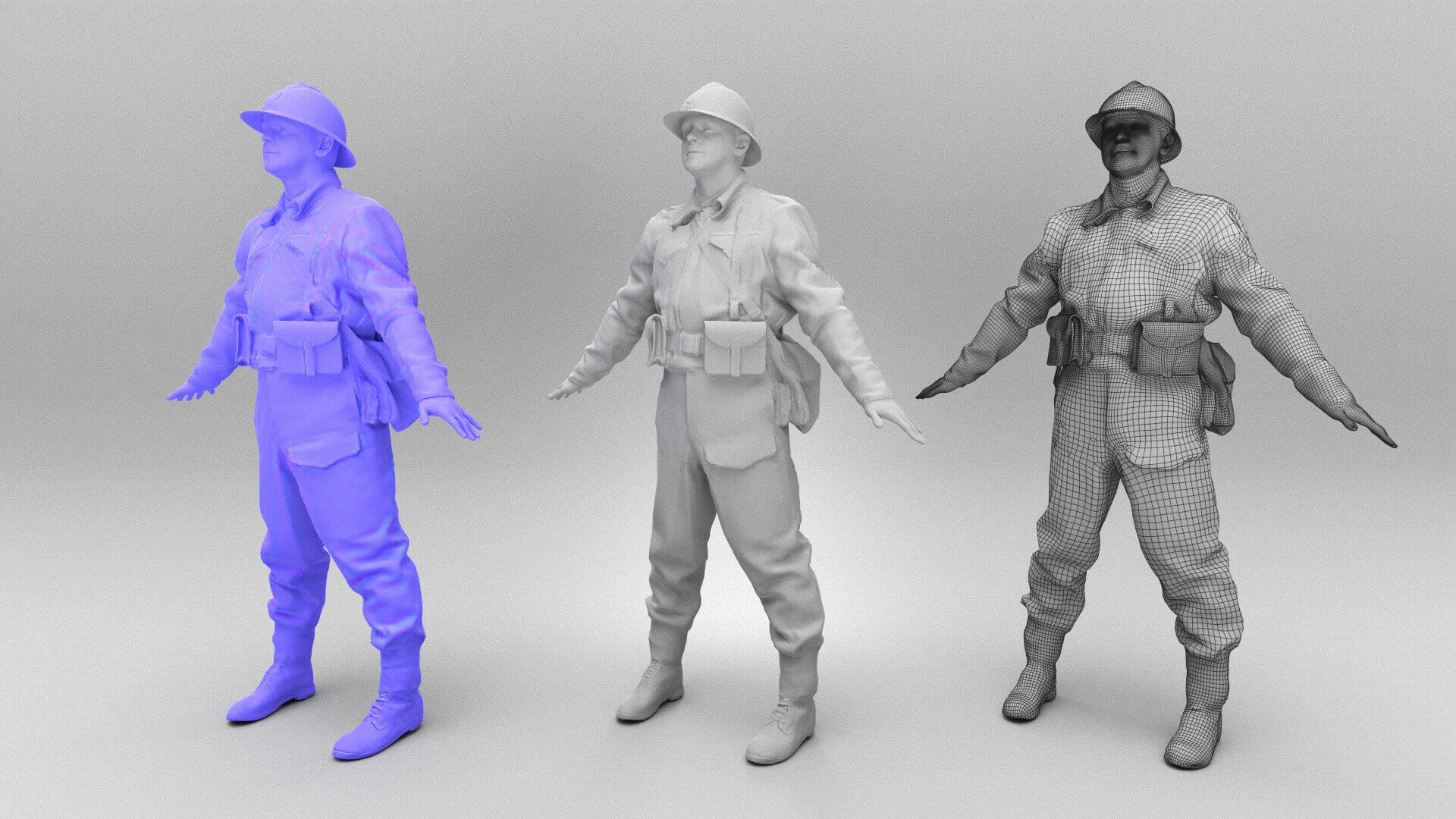 French Infantryman Ready For Animation 360 - 3D Model by deep3dstudio