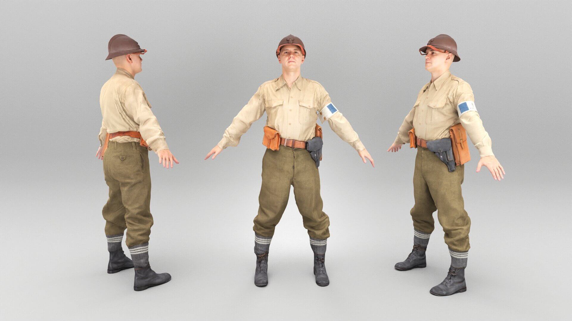 French Soldier From WwII 363 - 3D Model by deep3dstudio