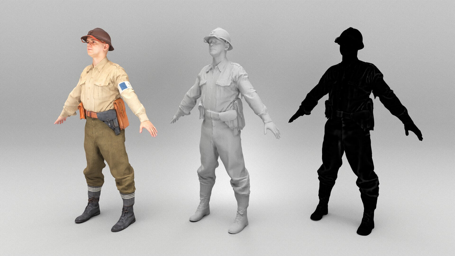 French Soldier From WwII 363 - 3D Model by deep3dstudio