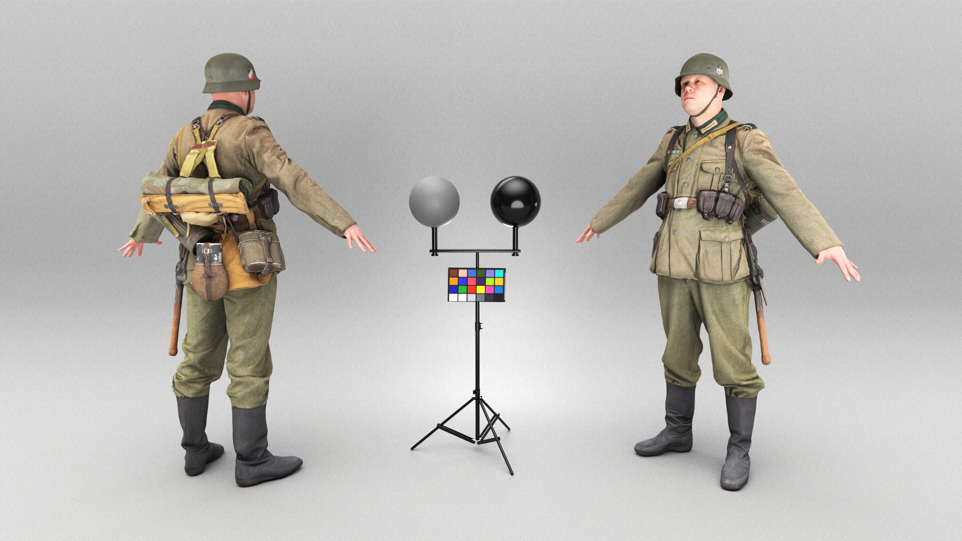 Fully Armored Wehrmacht Soldier in A-Pose 438 3D Model by deep3dstudio
